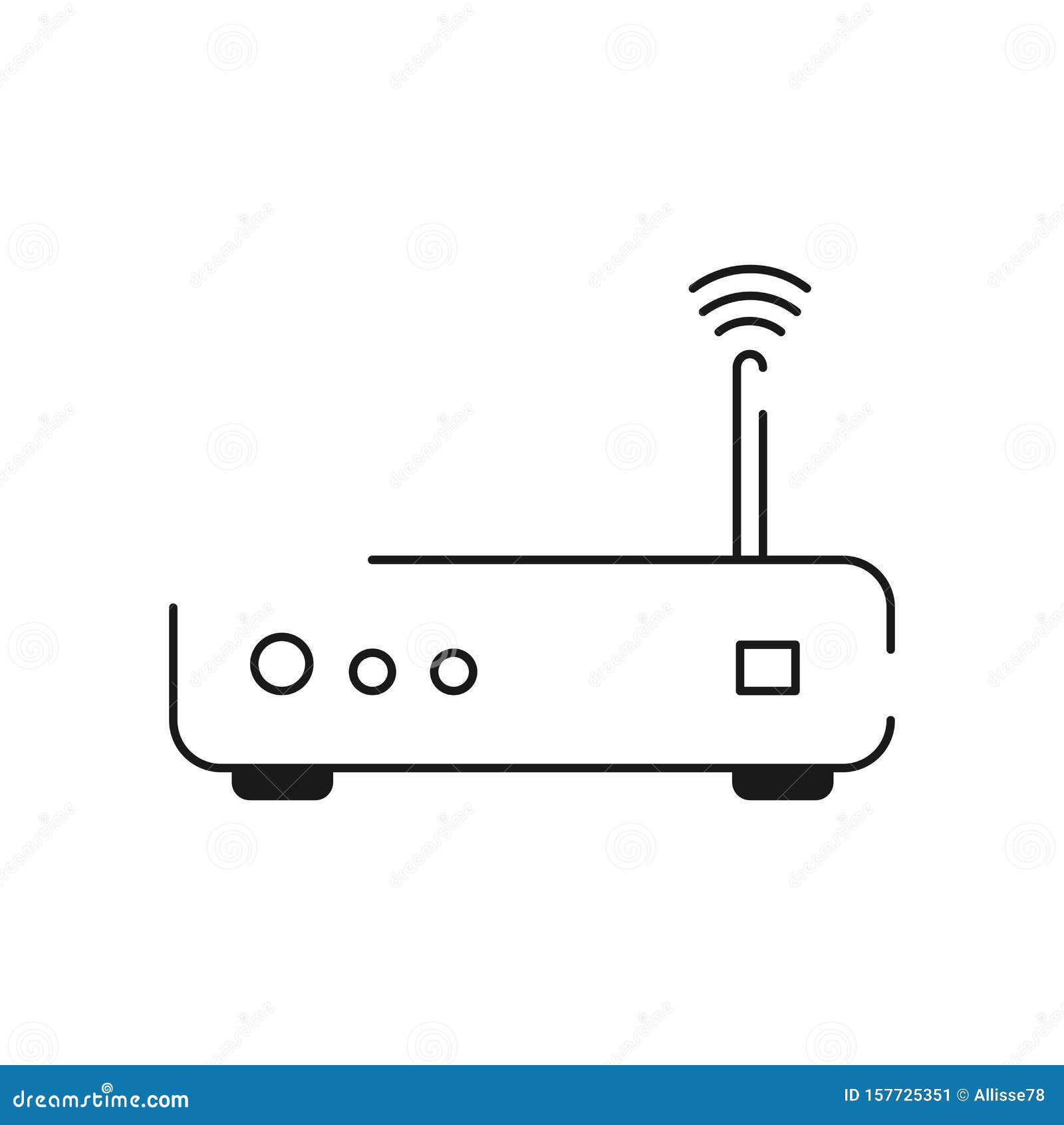 Wireless Router Vector Black Linear Flat Style Icon Stock Vector ...