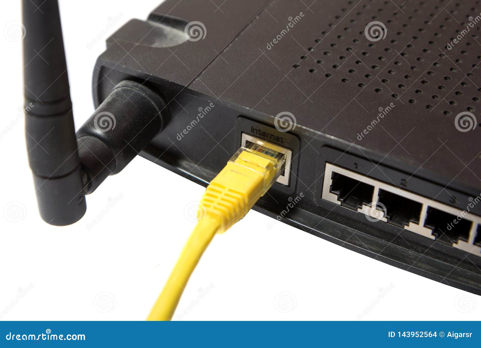 Wireless router with cable stock photo. Image of wire - 143952564