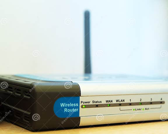 Wireless router on a desk stock image. Image of ethernet - 4798697