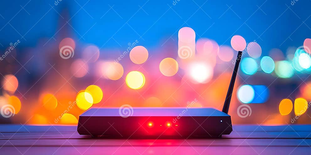 Wireless Router Device with Colorful Background Stock Illustration ...