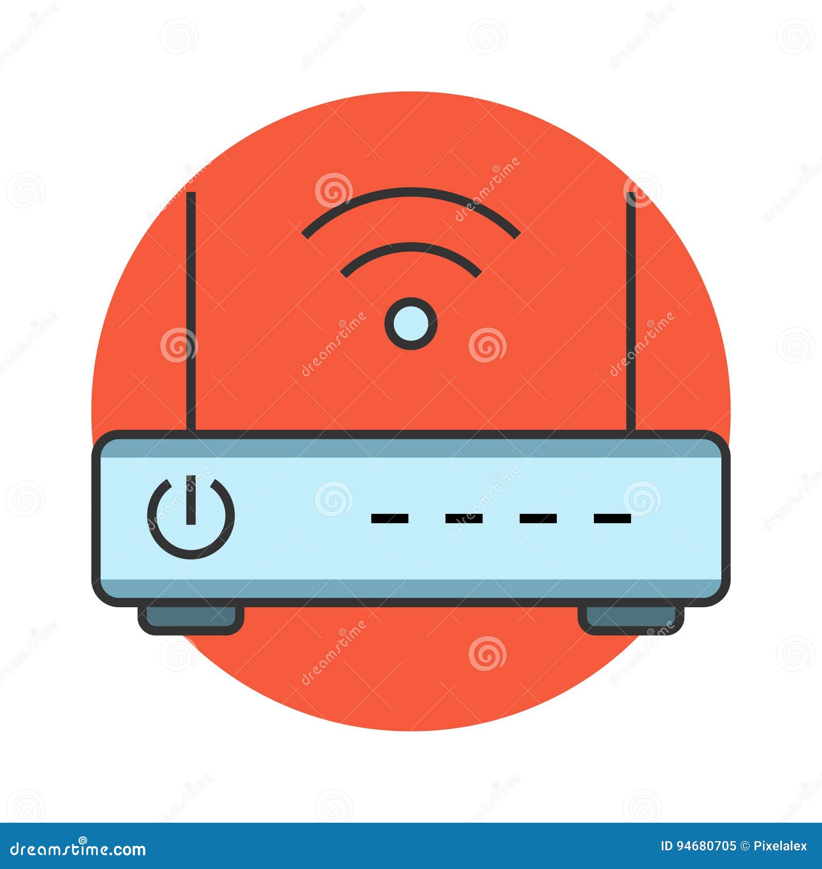 Wireless Router Flat Line Icon Stock Vector - Illustration of data ...
