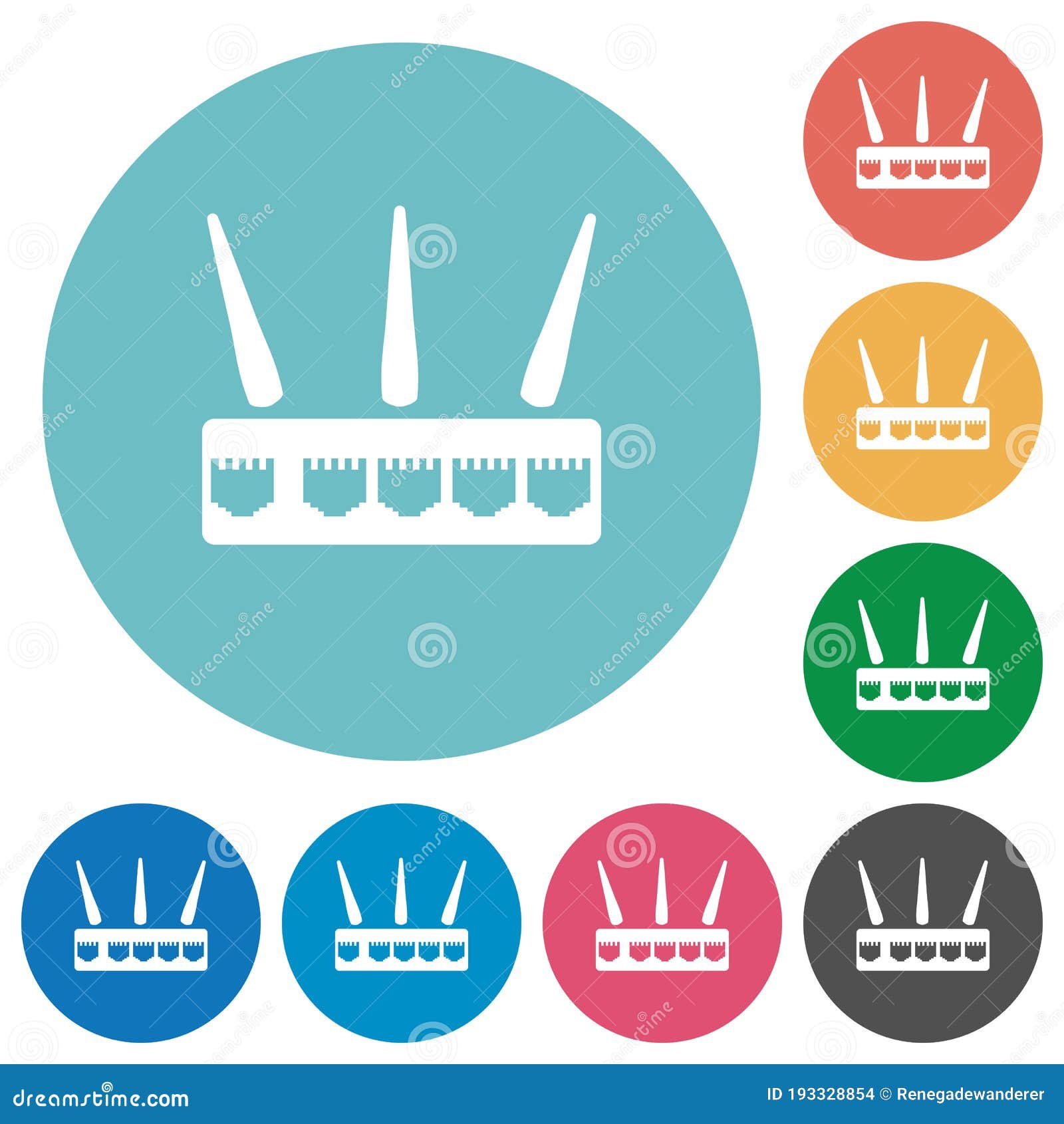 Wireless Router Flat Round Icons Stock Vector - Illustration of design ...