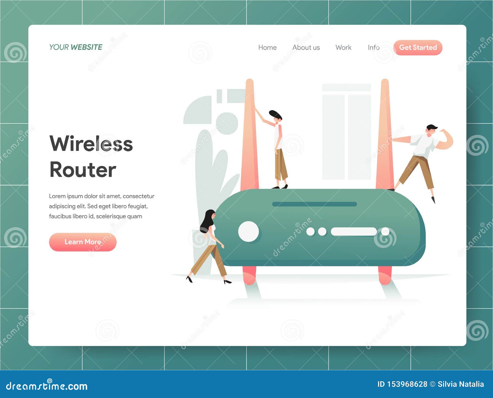Wireless Router Illustration Concept. Modern Design Concept of Web Page ...