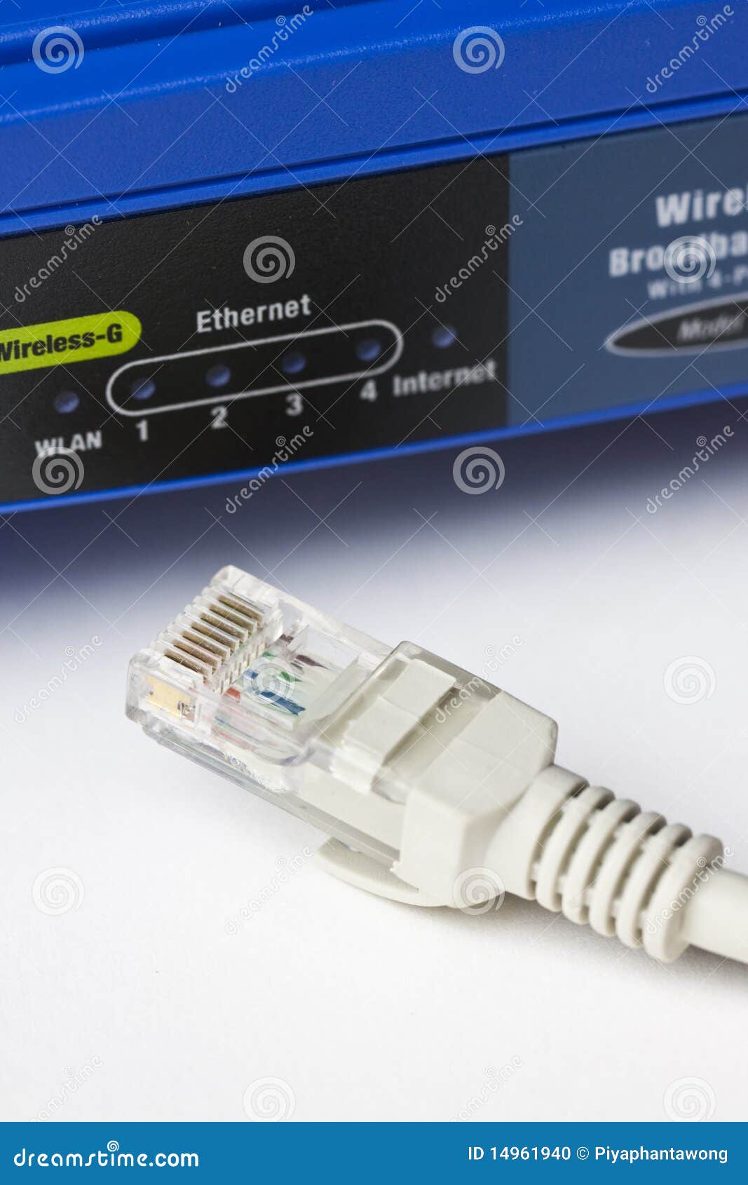 Wireless Router and Lan Cable Stock Photo - Image of mobile, network ...