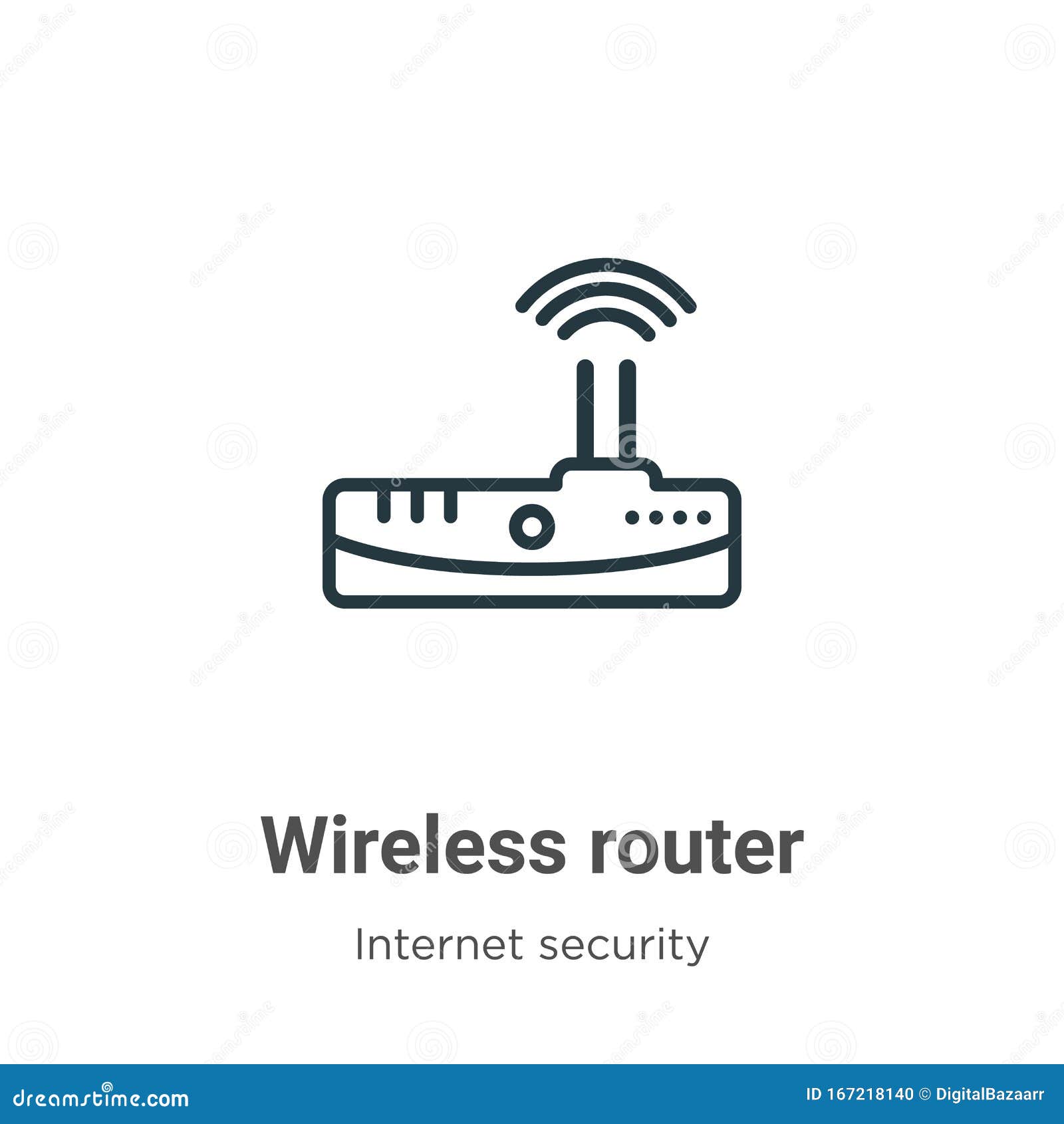 Wireless Router Outline Vector Icon. Thin Line Black Wireless Router ...