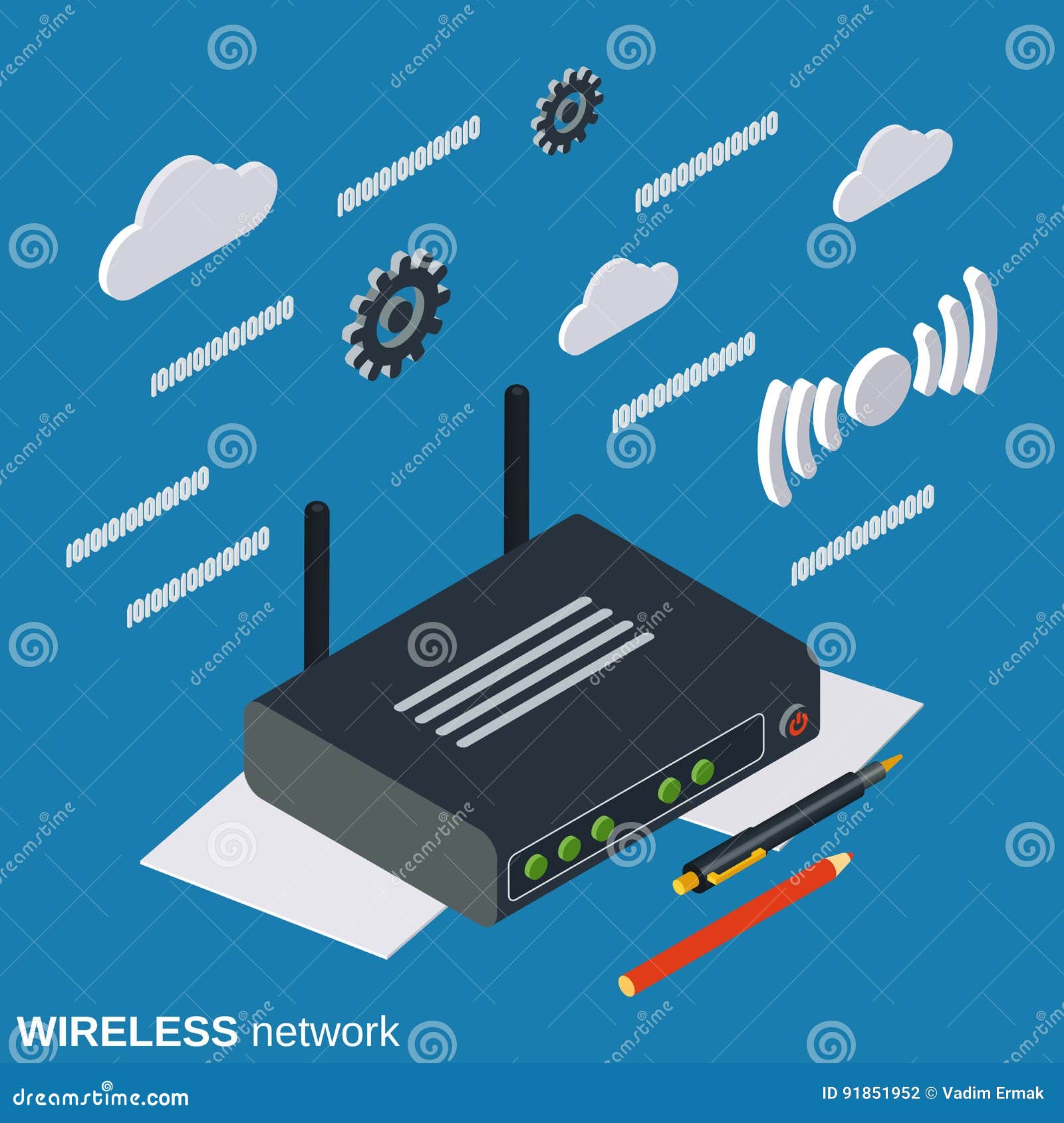 Wireless Router Vector Concept Illustration Stock Vector - Illustration ...
