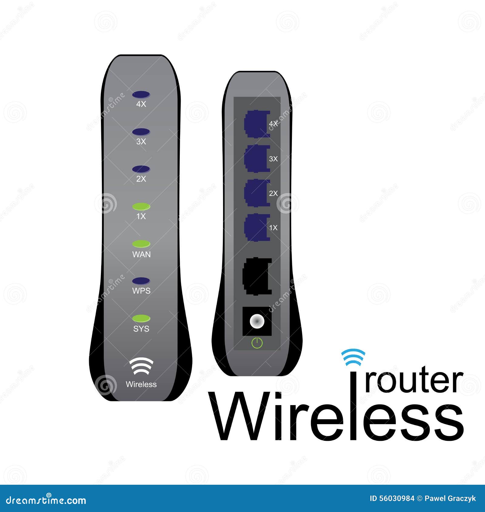 Router Back View Vector Icon Isolated Network. Computer Internet ...