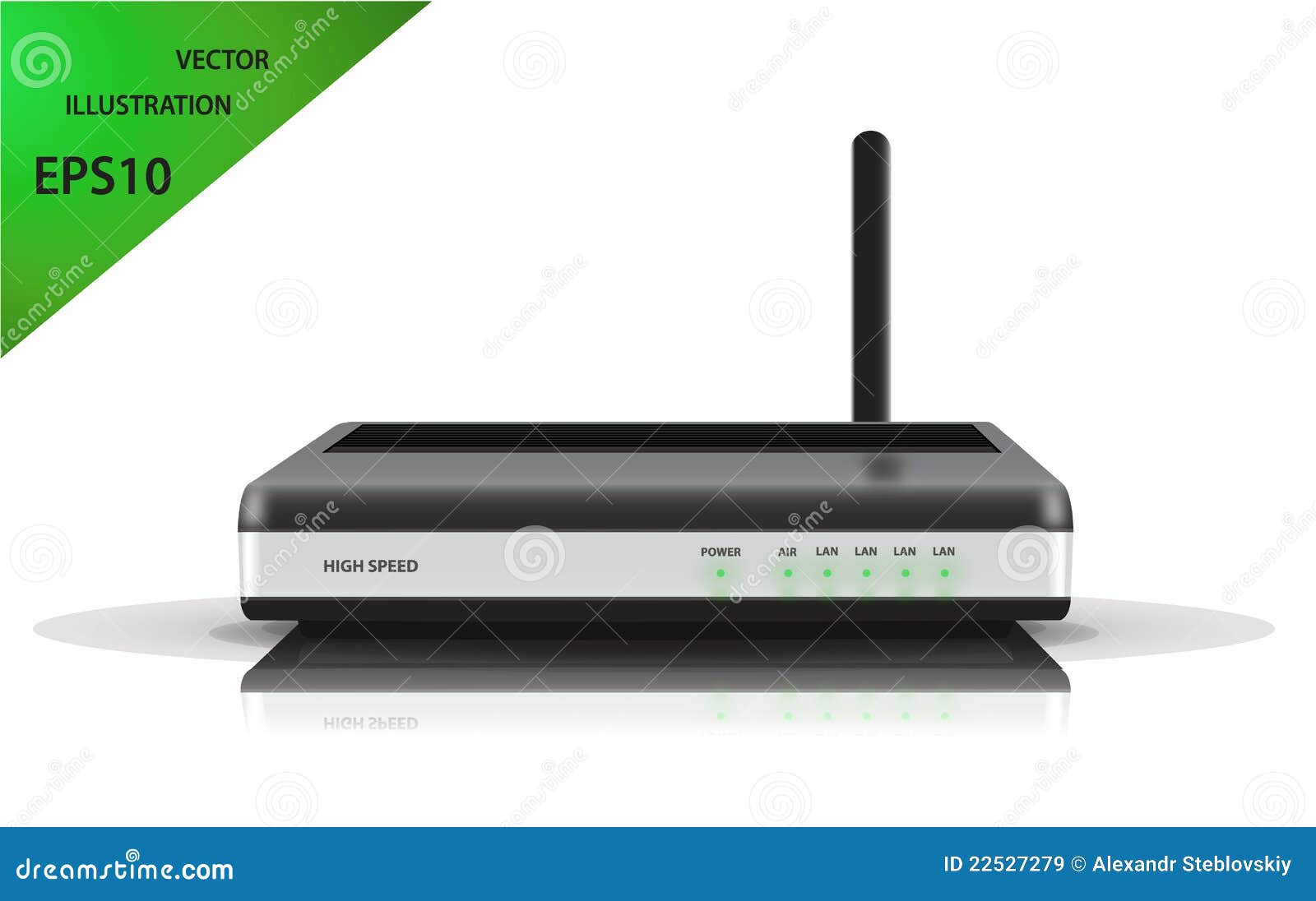 Wireless router on white stock vector. Illustration of network - 22527279