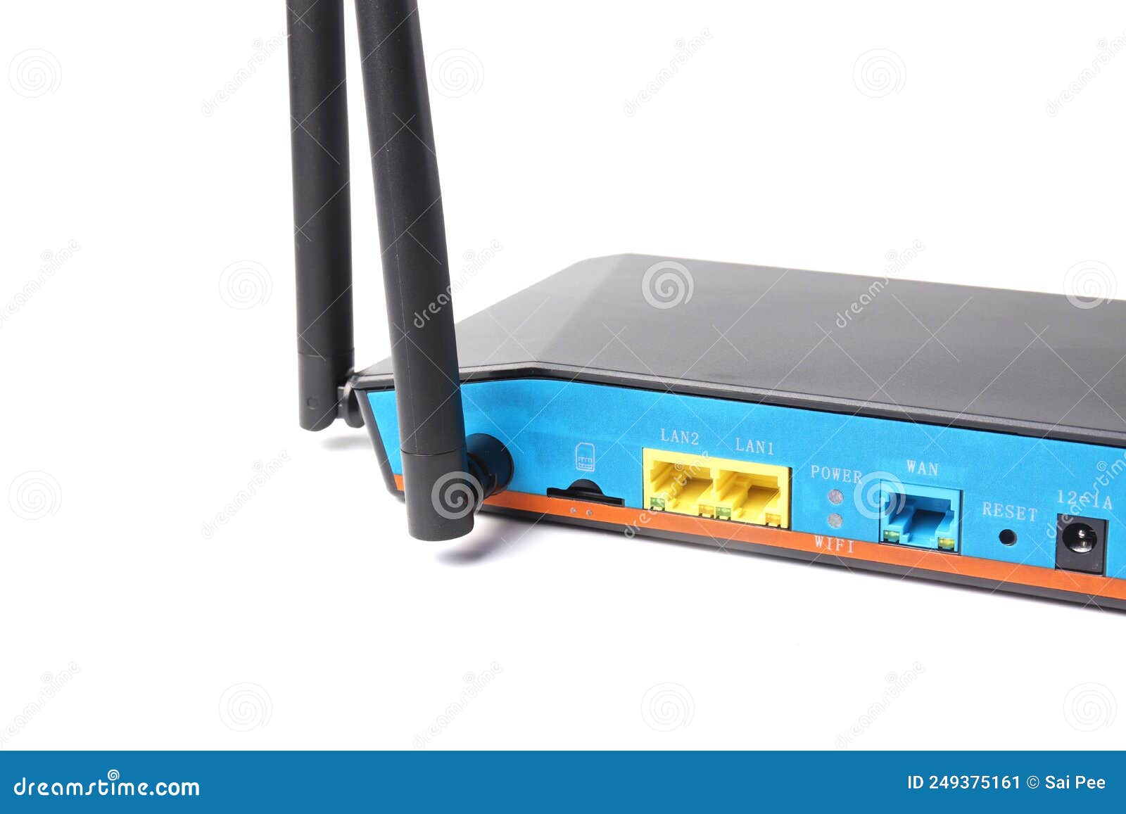 Wireless Router. Wireless Wi-fi Black Router on White Background Stock ...