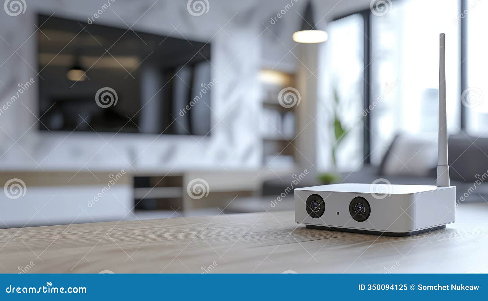 Wireless Security Camera System Base Station Setup in Modern Home ...