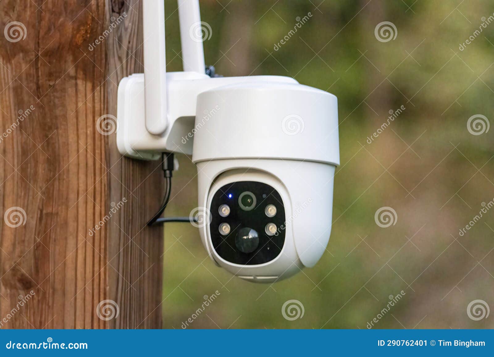Wireless Security Camera on Post Stock Image - Image of security, white ...