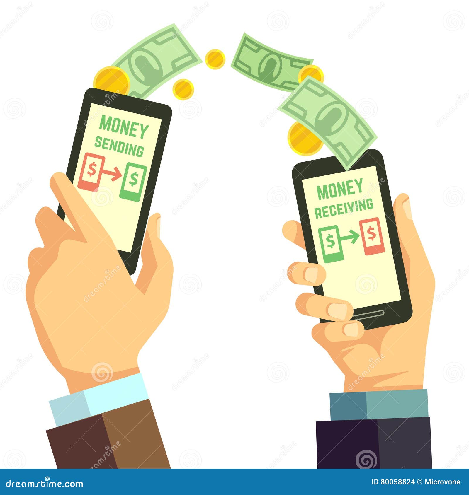 Wireless Sending Money with Smartphone Vector Banking Concept Stock ...