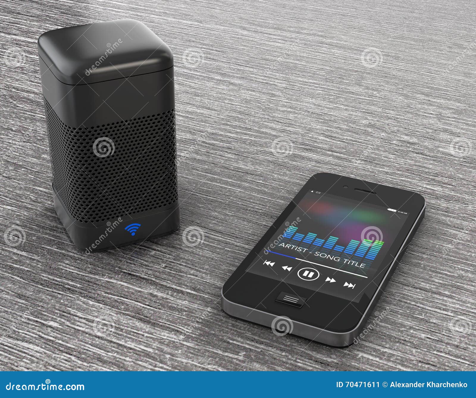 Wireless Speakers Connected To Mobile Phone. 3d Rendering Stock ...
