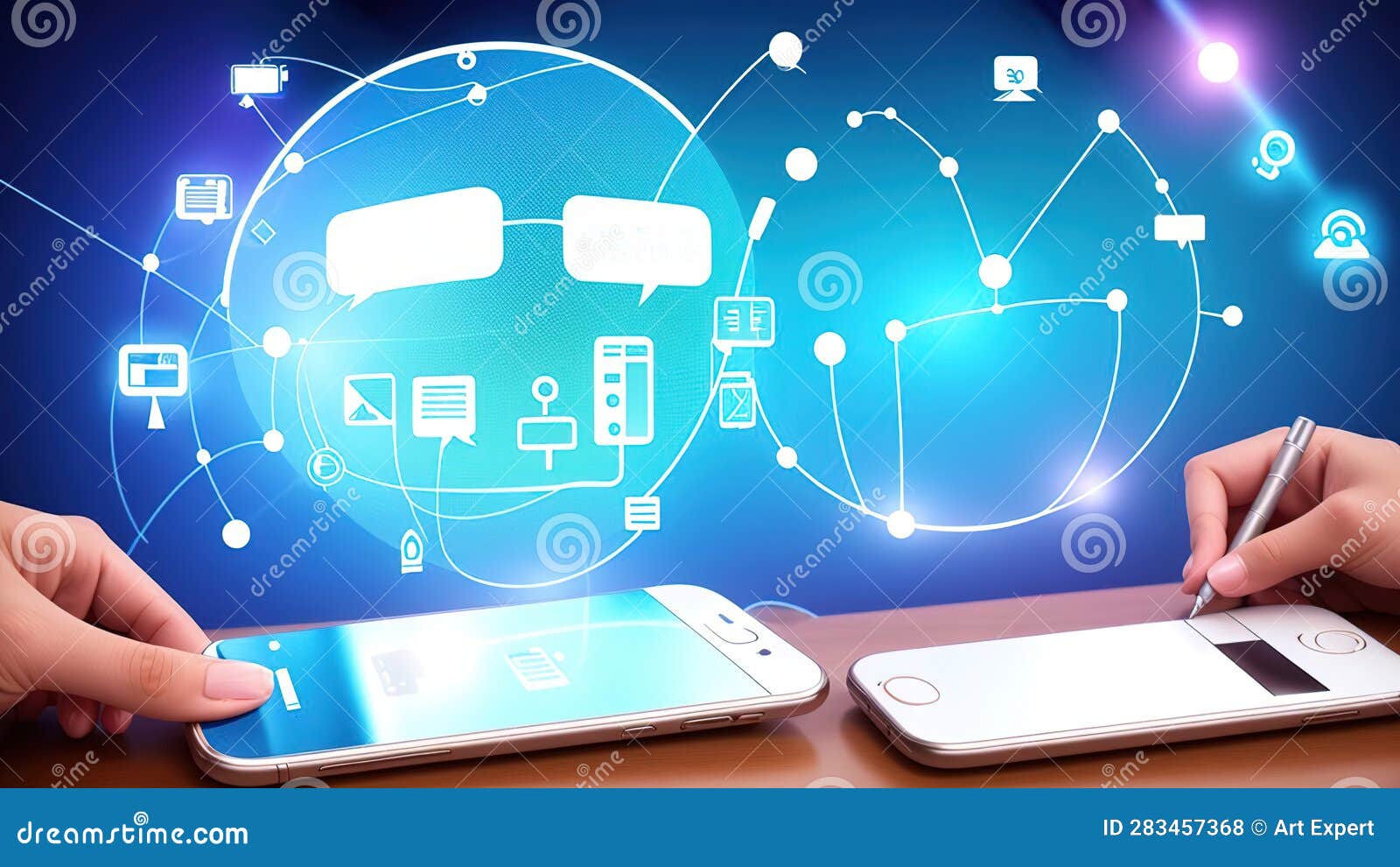 Wireless Technologies Communication that Brings People Together Stock ...