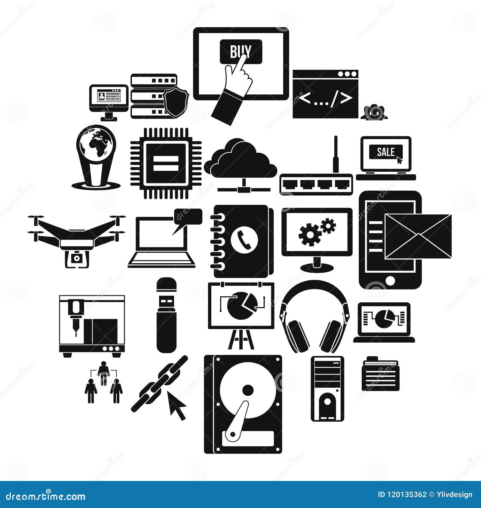 Wireless Technologies Icons Set, Simple Style Stock Vector ...