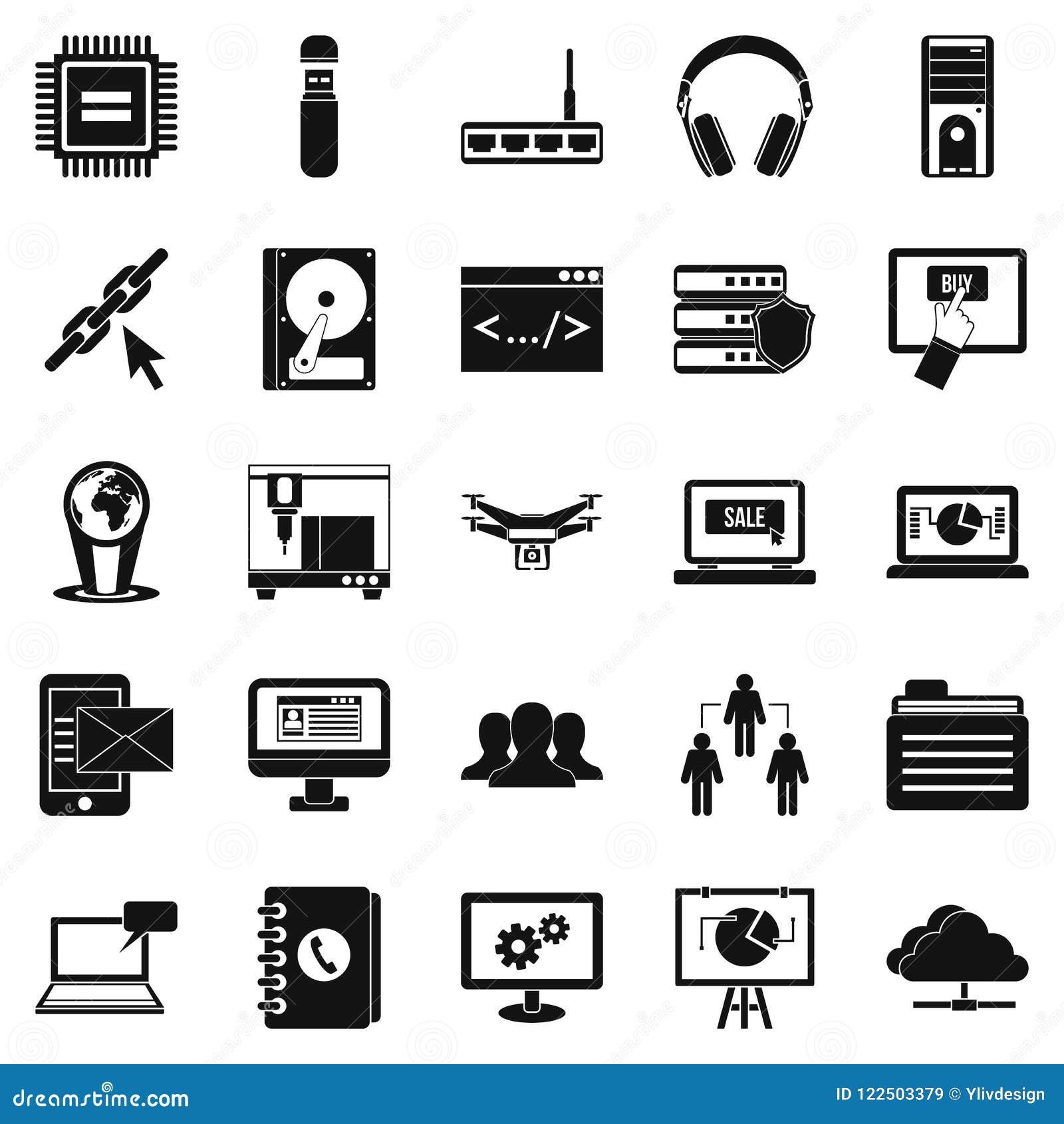 Wireless Technologies Icons Set, Simple Style Stock Vector ...