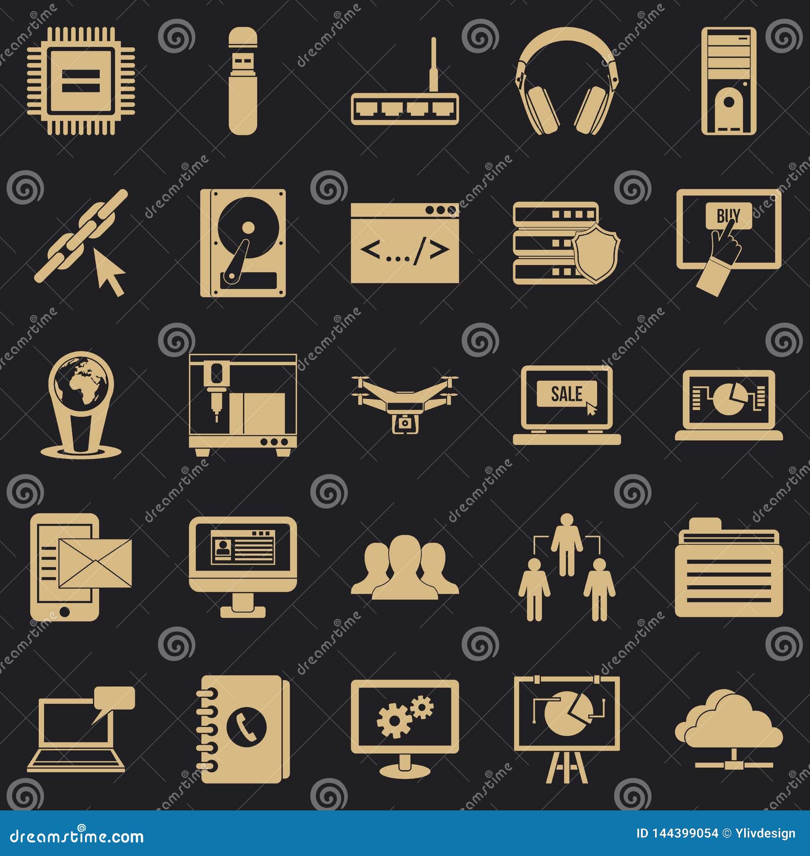 Wireless Technologies Icons Set, Simple Style Stock Vector ...