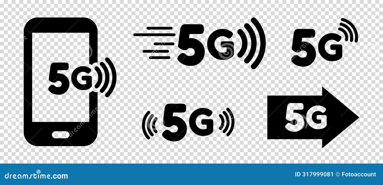 Wireless Technology 5G Icons Set - Different Vector Illustrations ...