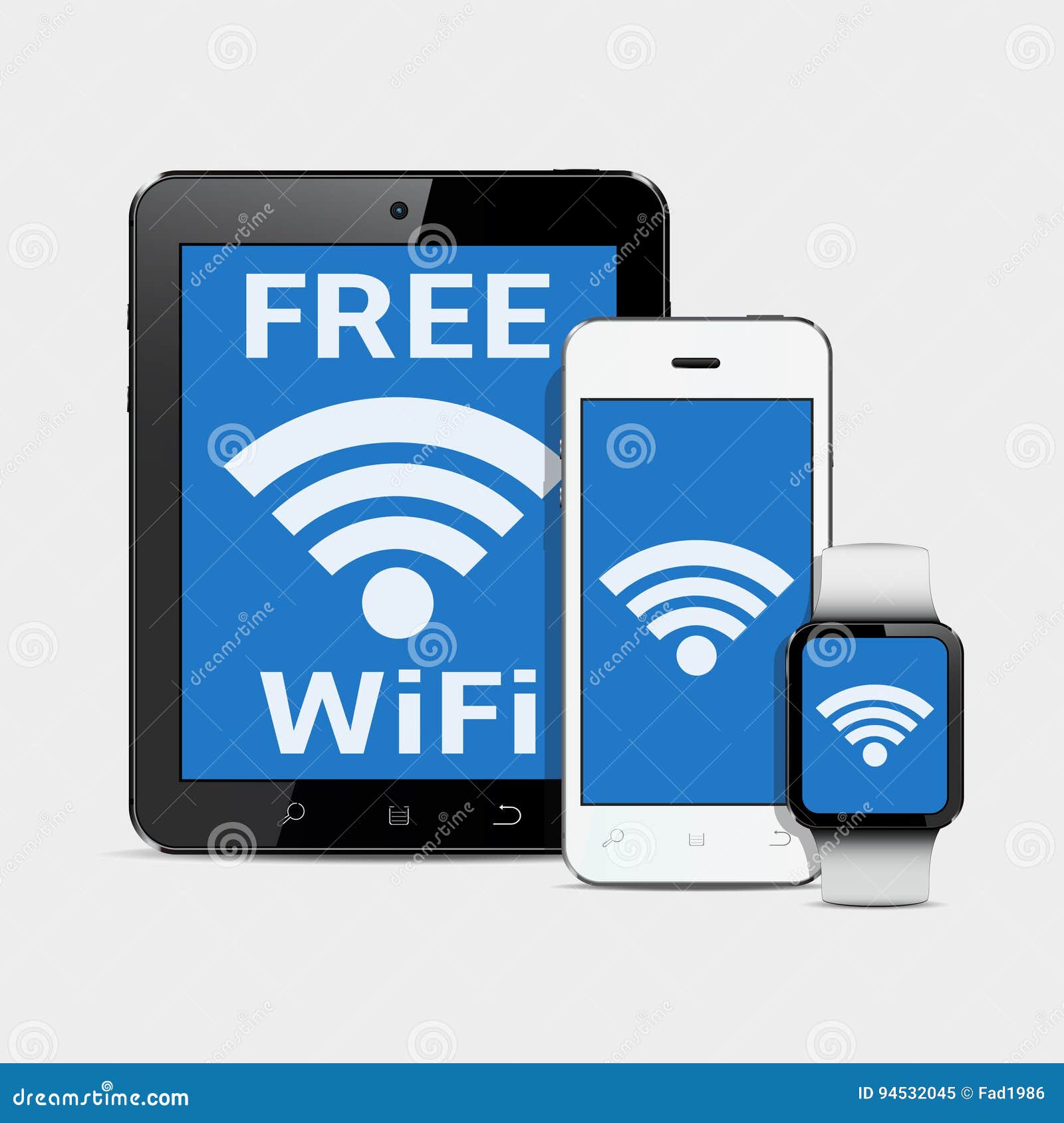 Wireless Technology Gadgets and Wifi Internet Connection Symbol Stock ...