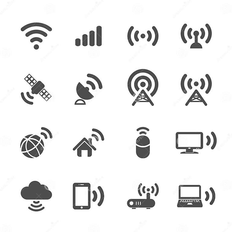 Wireless Technology Icon Set, Vector Eps10 Stock Vector - Illustration ...