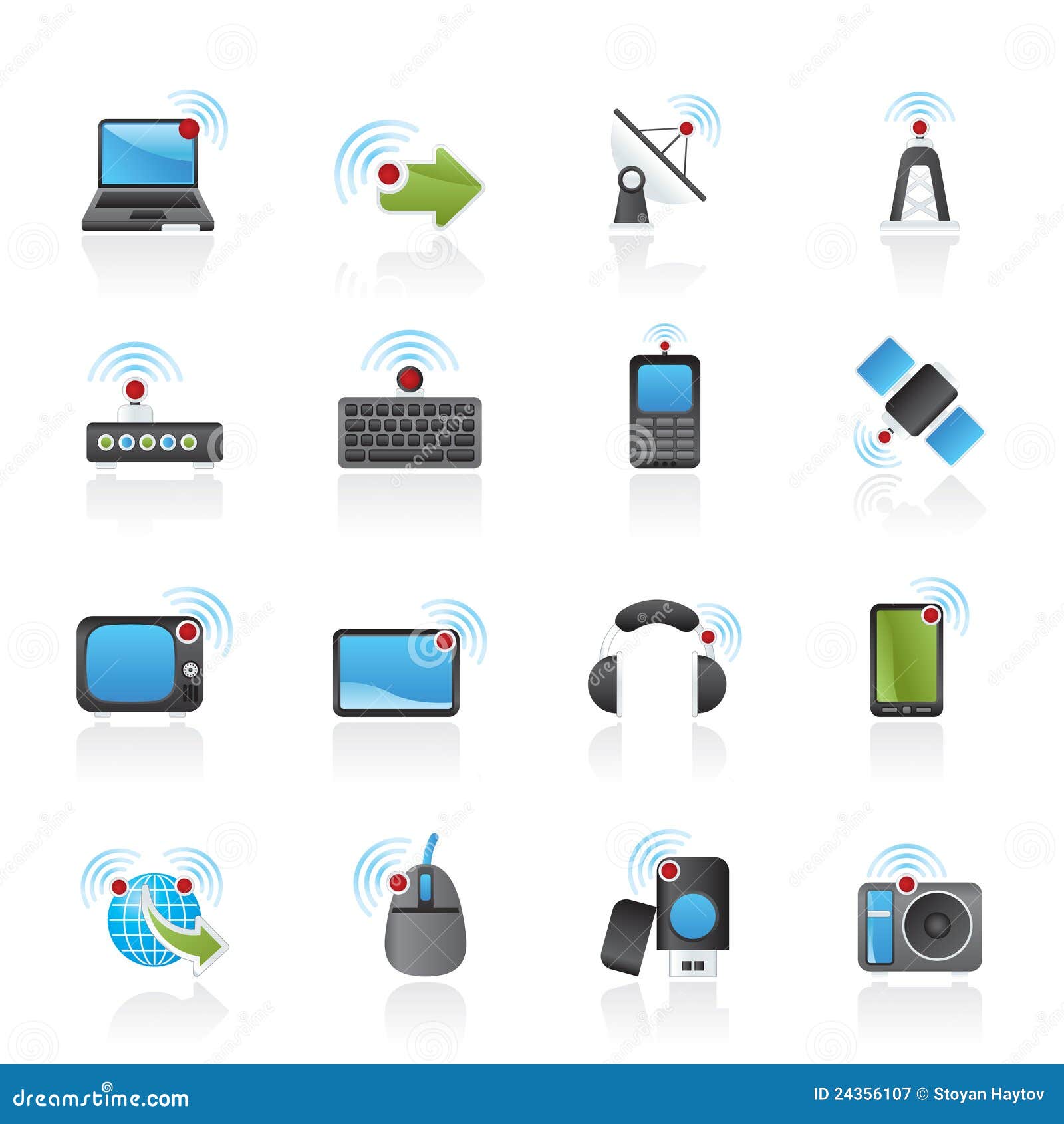 Wireless and Technology Icons Stock Vector - Illustration of phone ...