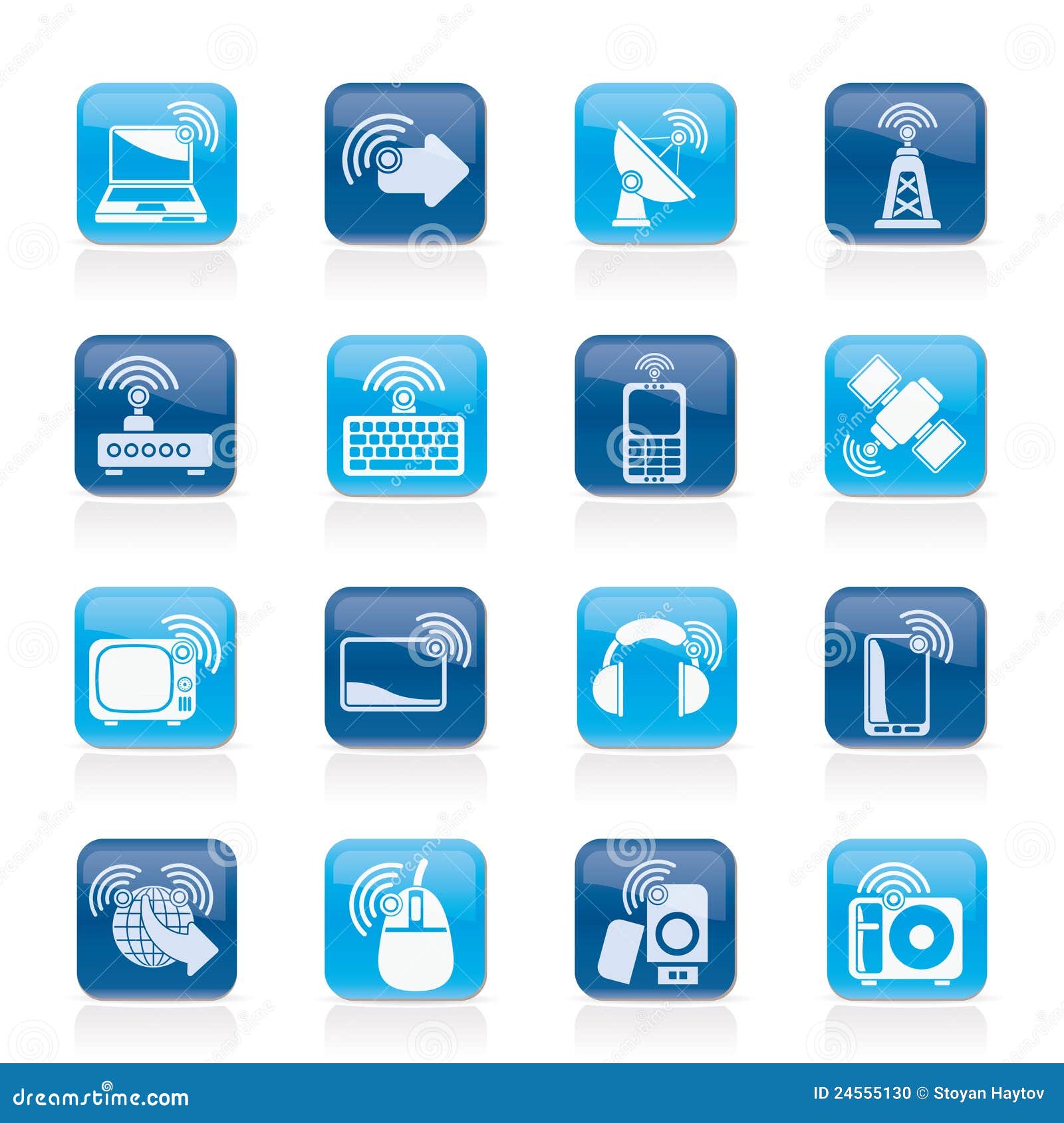 Wireless and Technology Icons Stock Vector - Illustration of menu ...