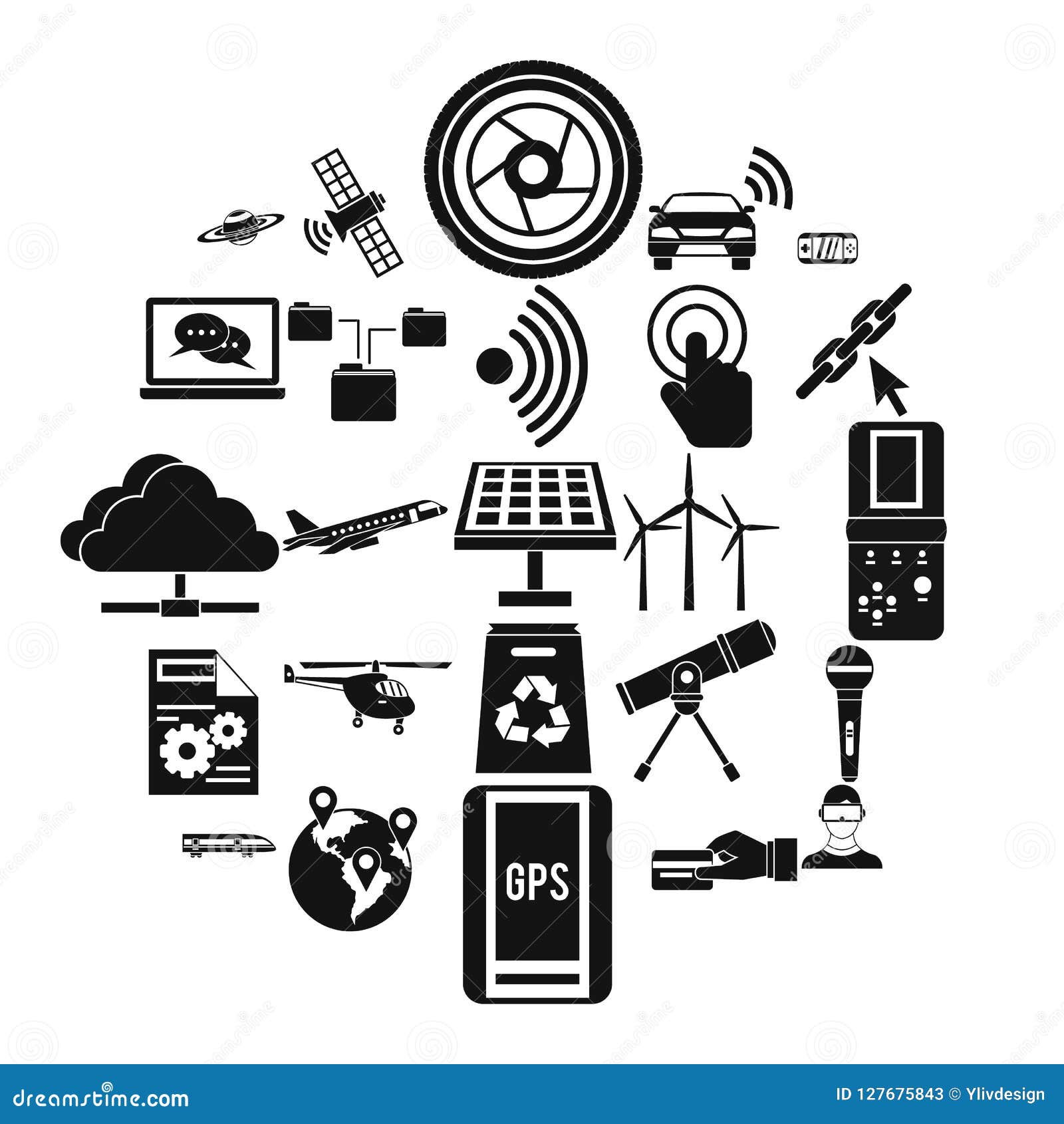 Wireless Technology Icons Set, Simple Style Stock Vector - Illustration ...