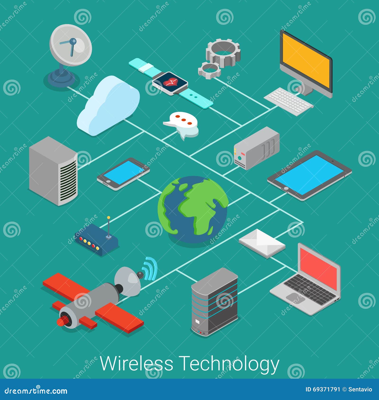 Wireless Technology Internet Things Flat 3d Isometric Icon Set Stock ... Wireless Technology Internet Things Flat 3d Isometric Icon Set Stock ...