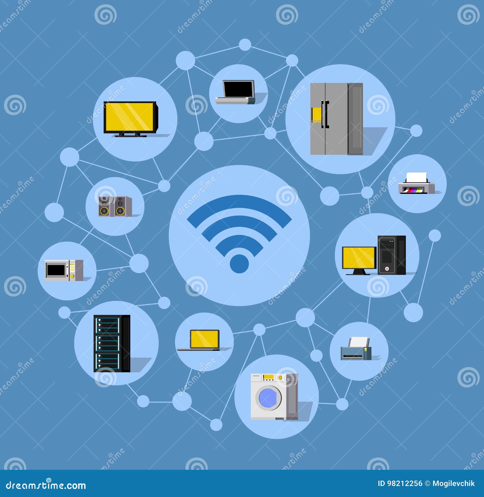 Wireless Technology Round Composition Stock Vector - Illustration of ...