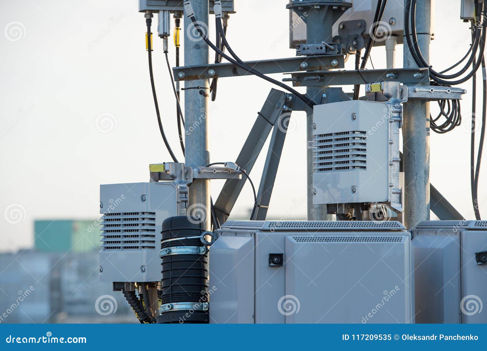 Wireless Telecommunications Equipment Over the Sky Stock Image - Image ...