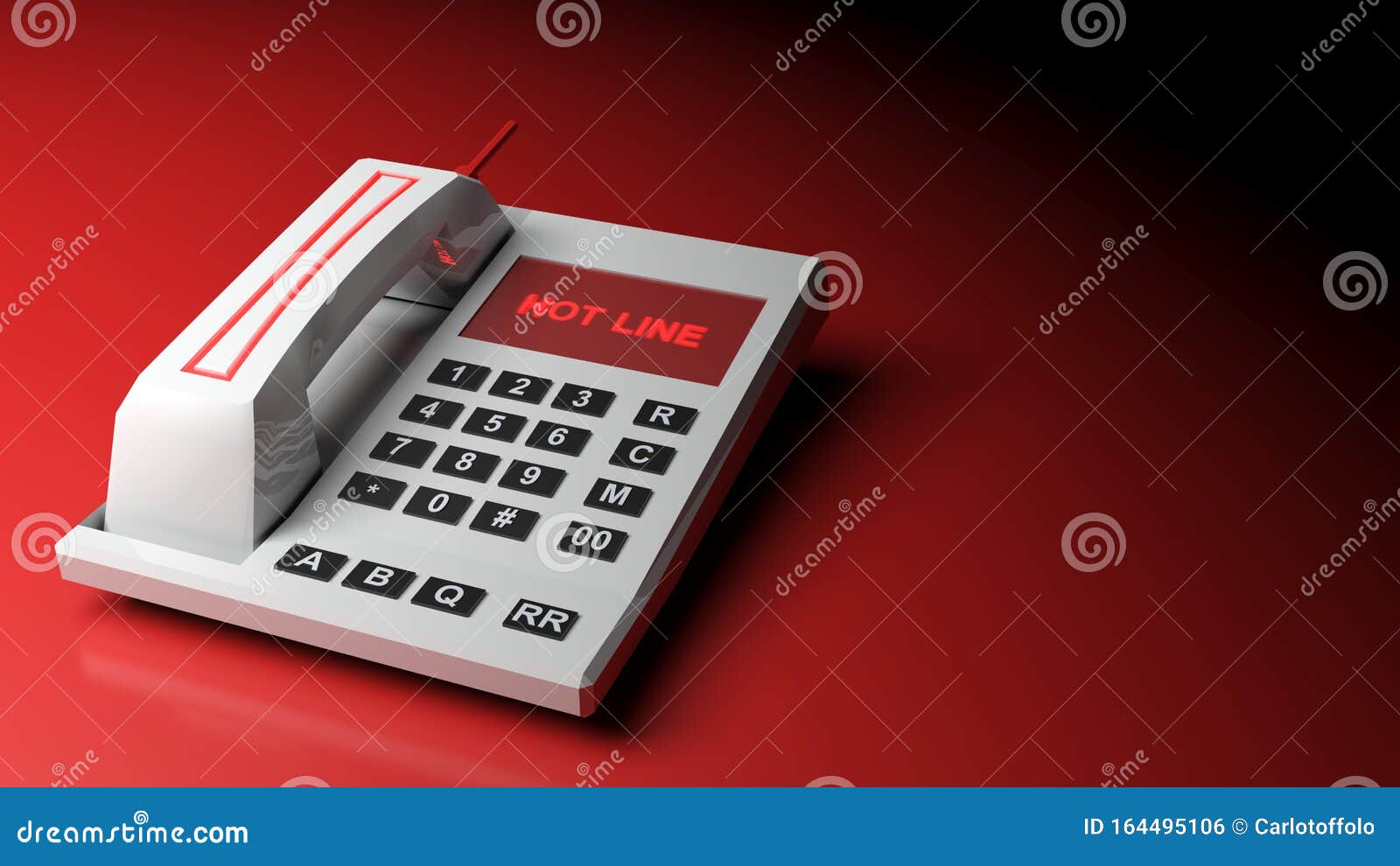 Wireless Telephone with HOT LINE Writte in Red on Its Screen - 3D ...