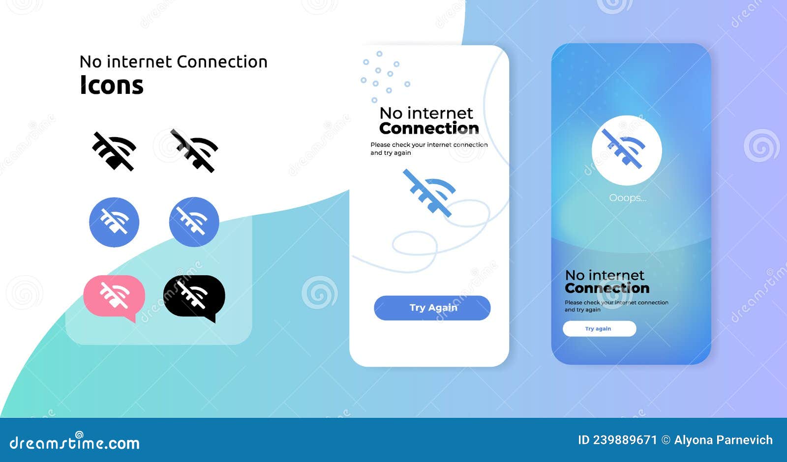 Wireless Wi-Fi Icons, Mobile App Screen Concept, Design Template, No ...