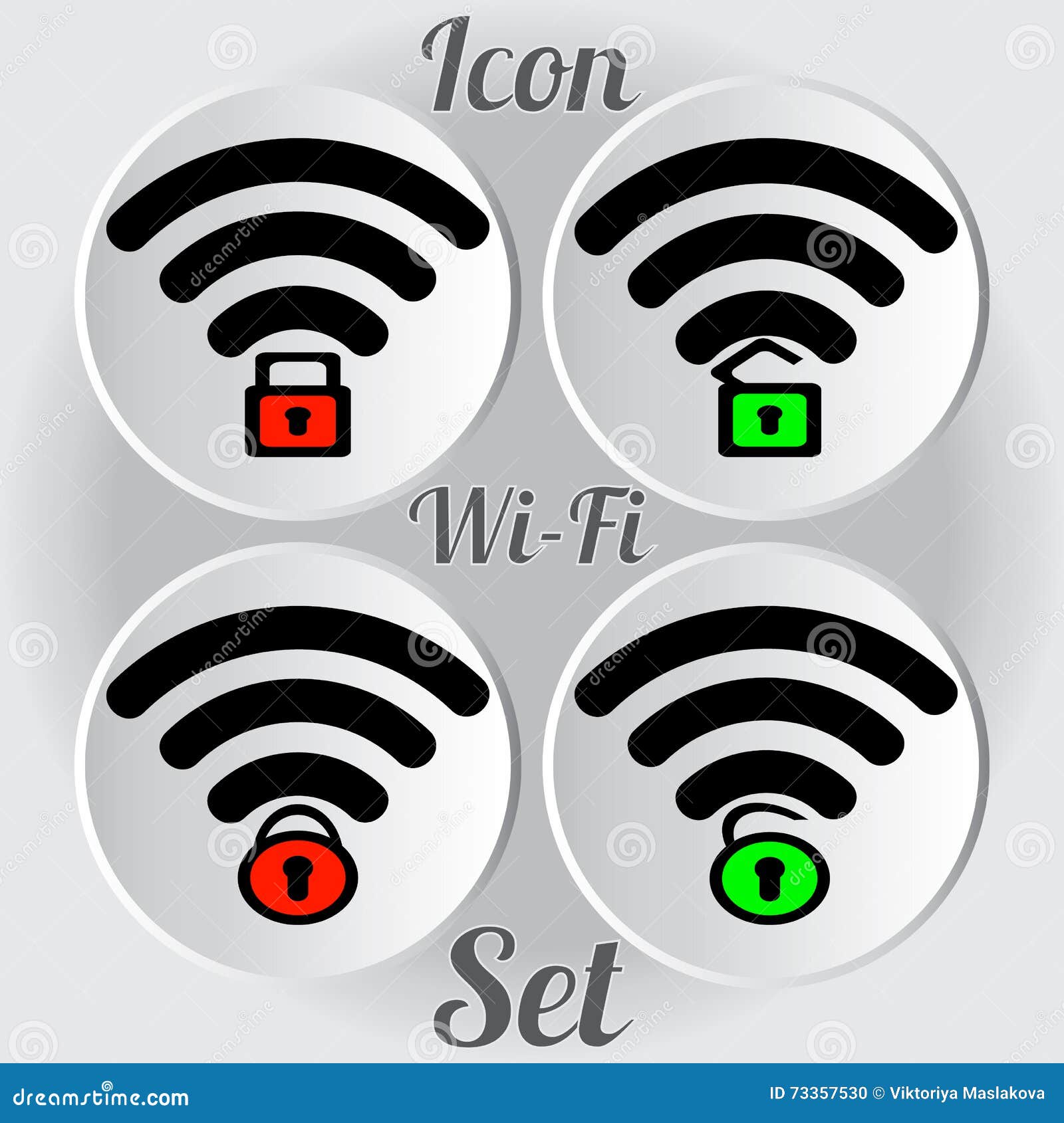 Wireless Wi-fi Locked and Unlocked Icon Stock Vector - Illustration of ...