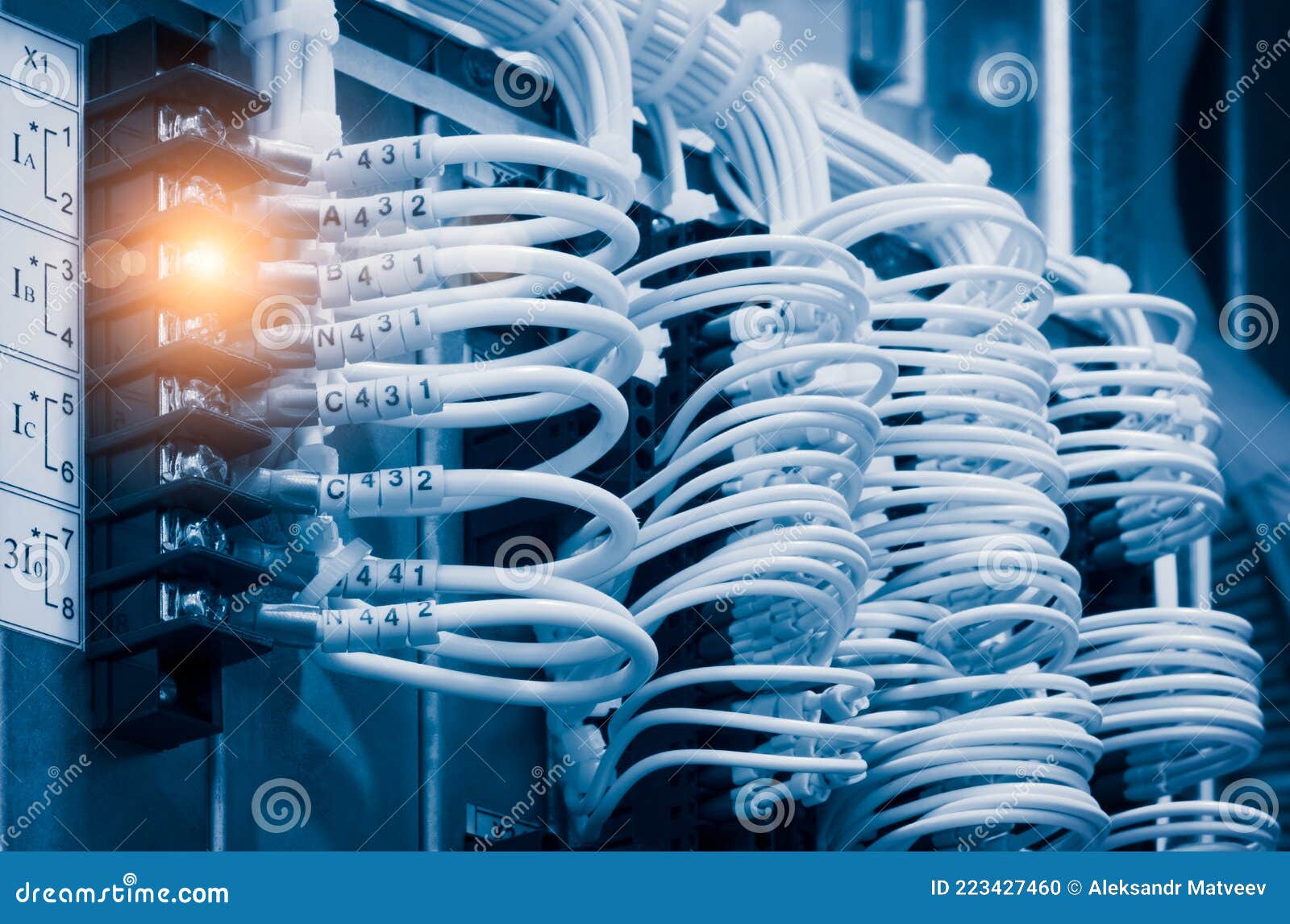 Wires in a Box of Distribution of an Electricity, PLC Control Panel ...