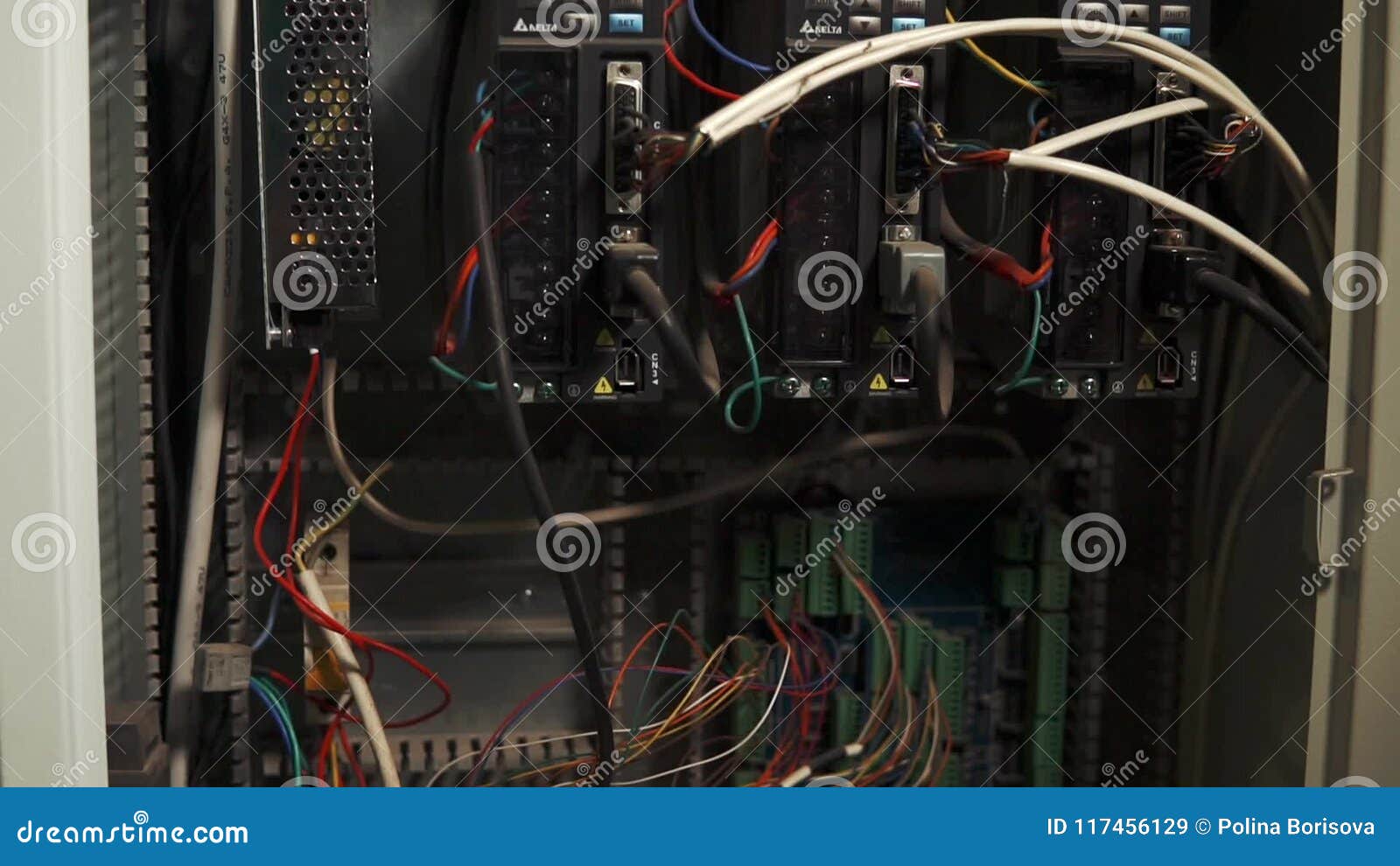 Wires and Cables are Fixed Inside Control Cabinet for a CNC Machine ...