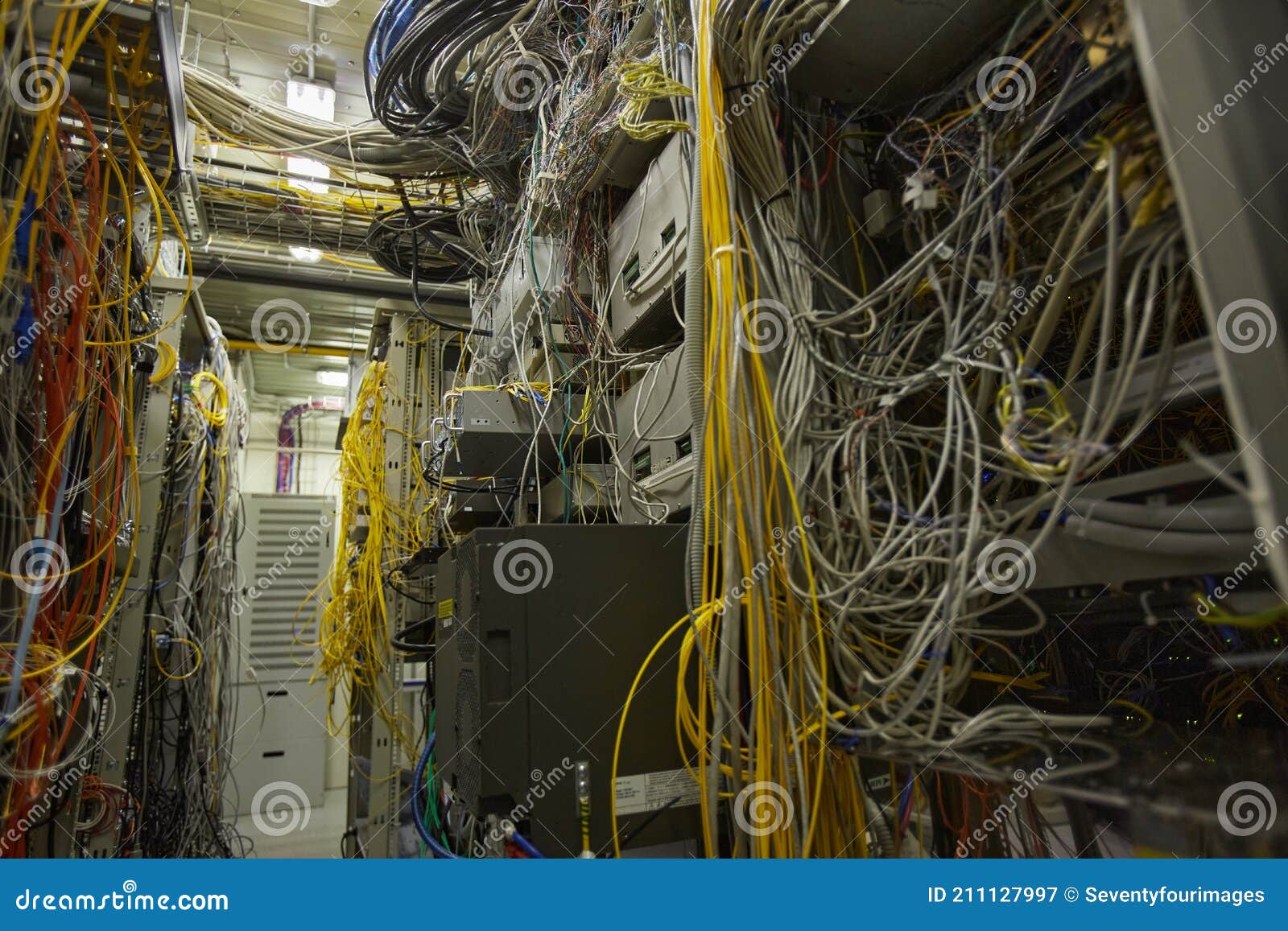 Wires Cables in Server Hub stock image. Image of technology - 211127997