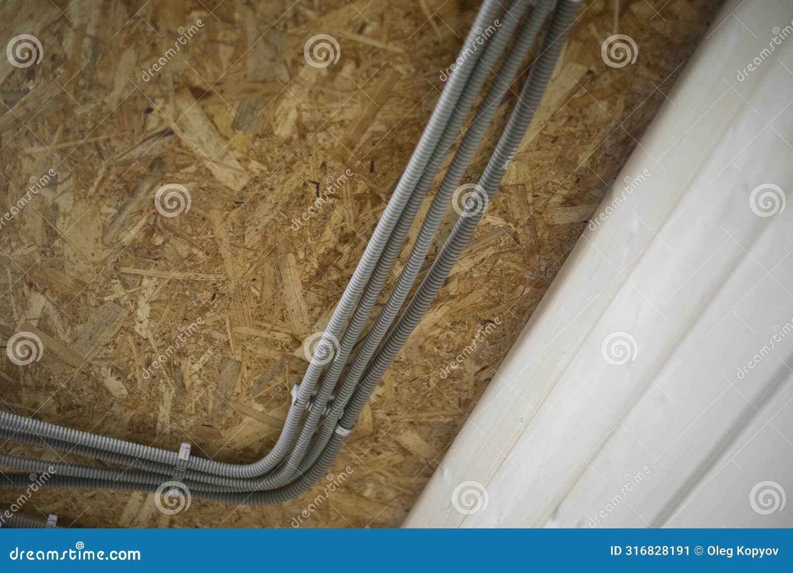 Wires on the Ceiling. Electrical Wires in the Apartment Stock Image ...