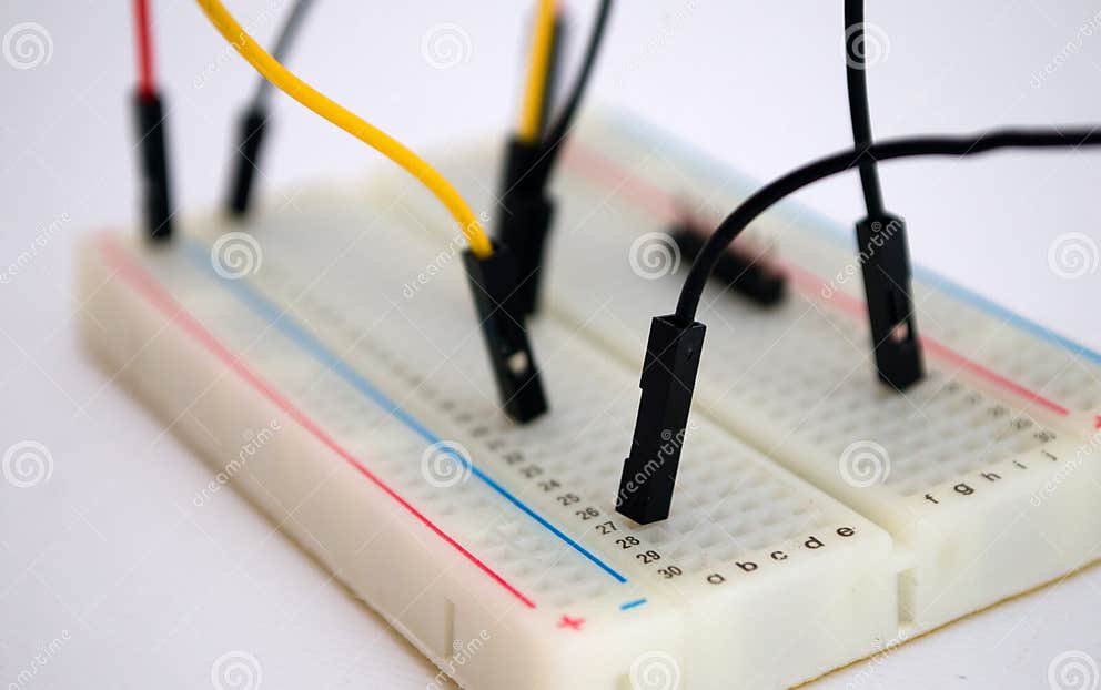 Wires Connected on Protoboard Panel Stock Image - Image of electricity ...