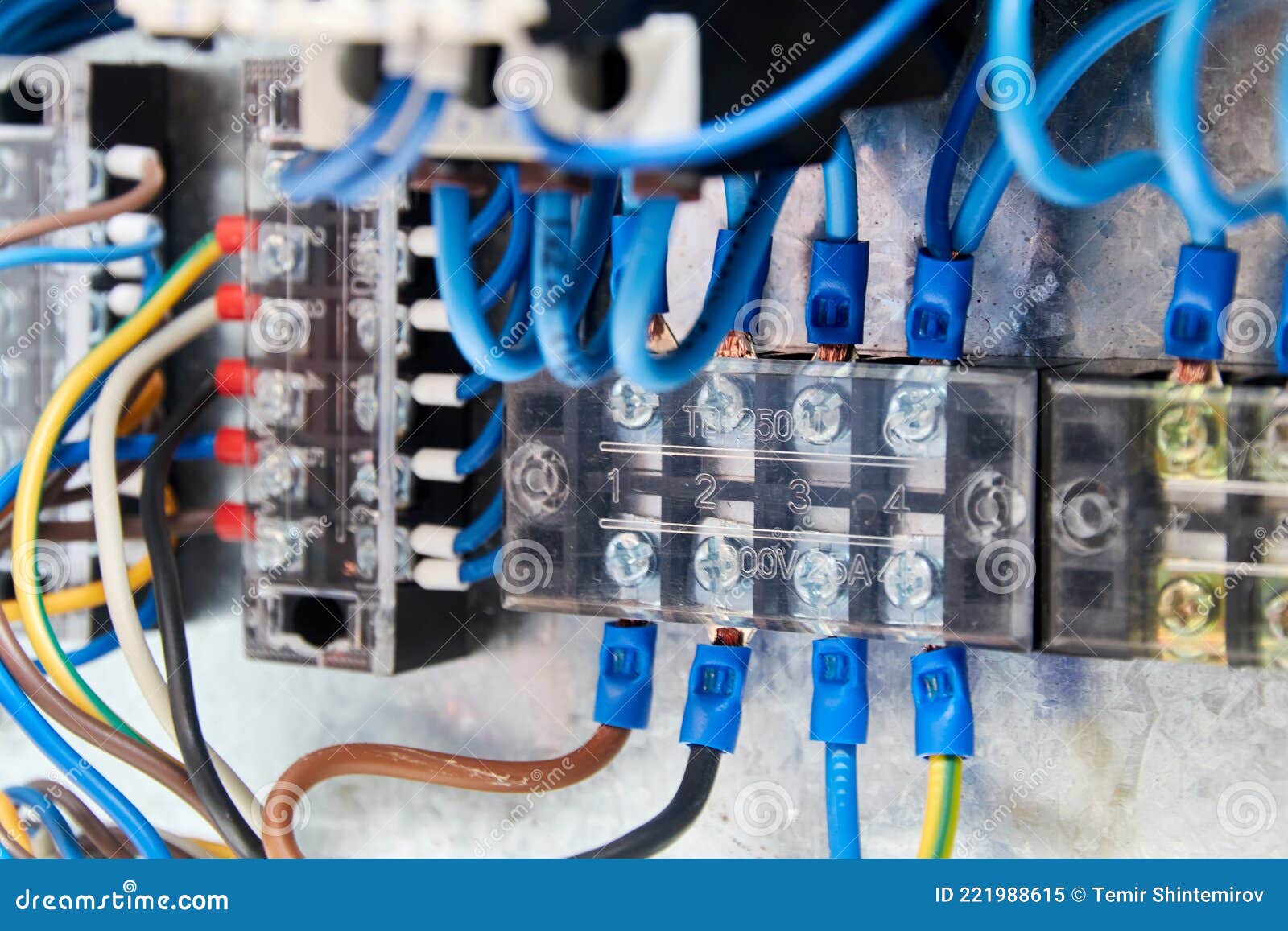 Wires Connected To the Contact Bar Installed on the Control Panel Stock ...