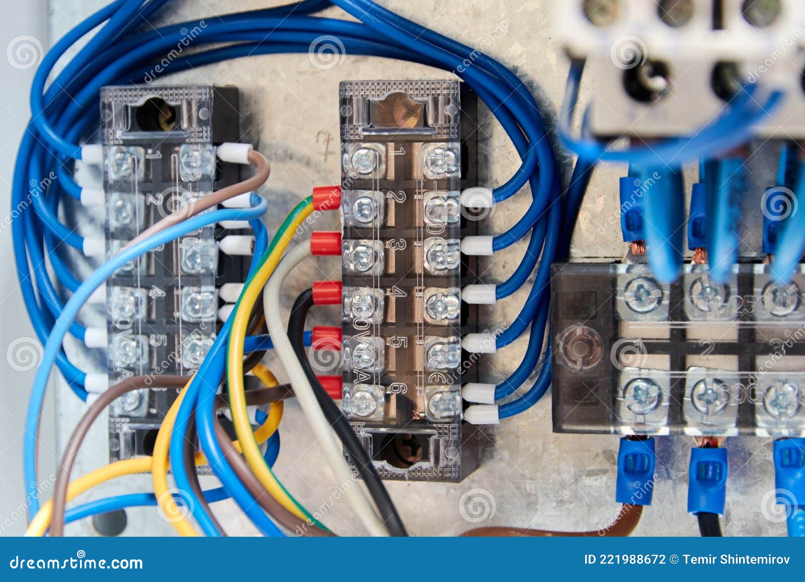 Wires Connected To the Contact Bar Installed on the Control Panel Stock ...