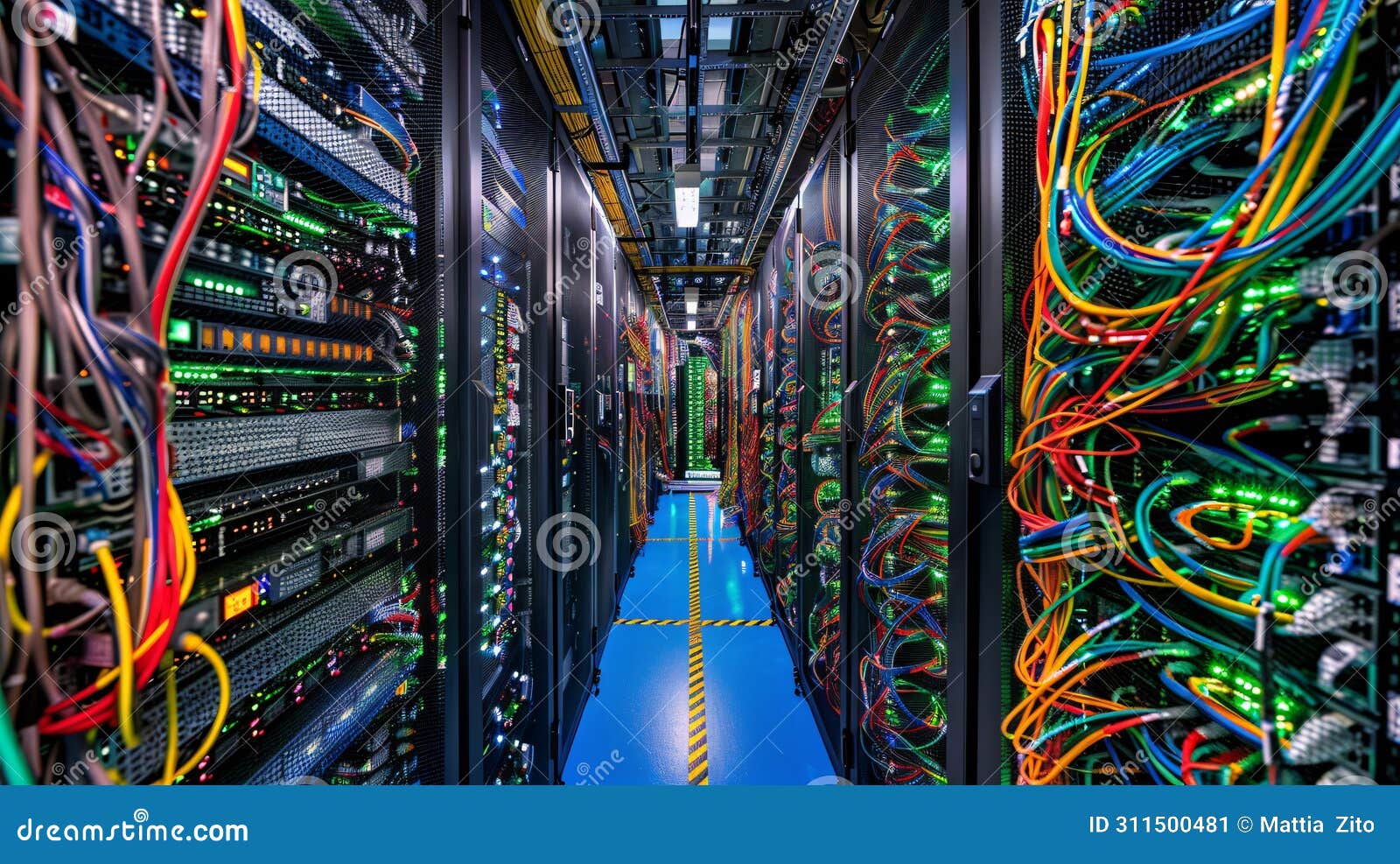 Wires and Connections Inside a Server Room Stock Image - Image of ...