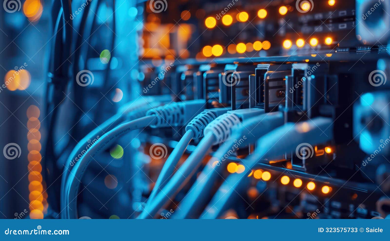 Wires Connectors and Patch Panels in a Network Data Center. Generative ...