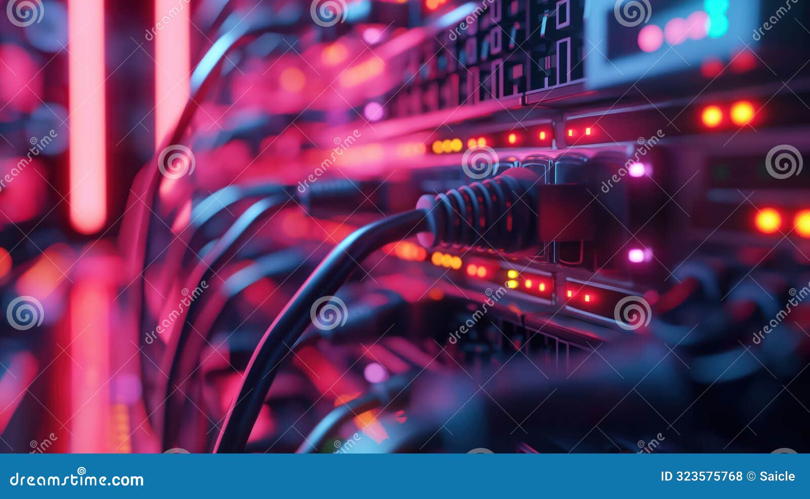 Wires Connectors and Patch Panels in a Network Data Center. Generative ...