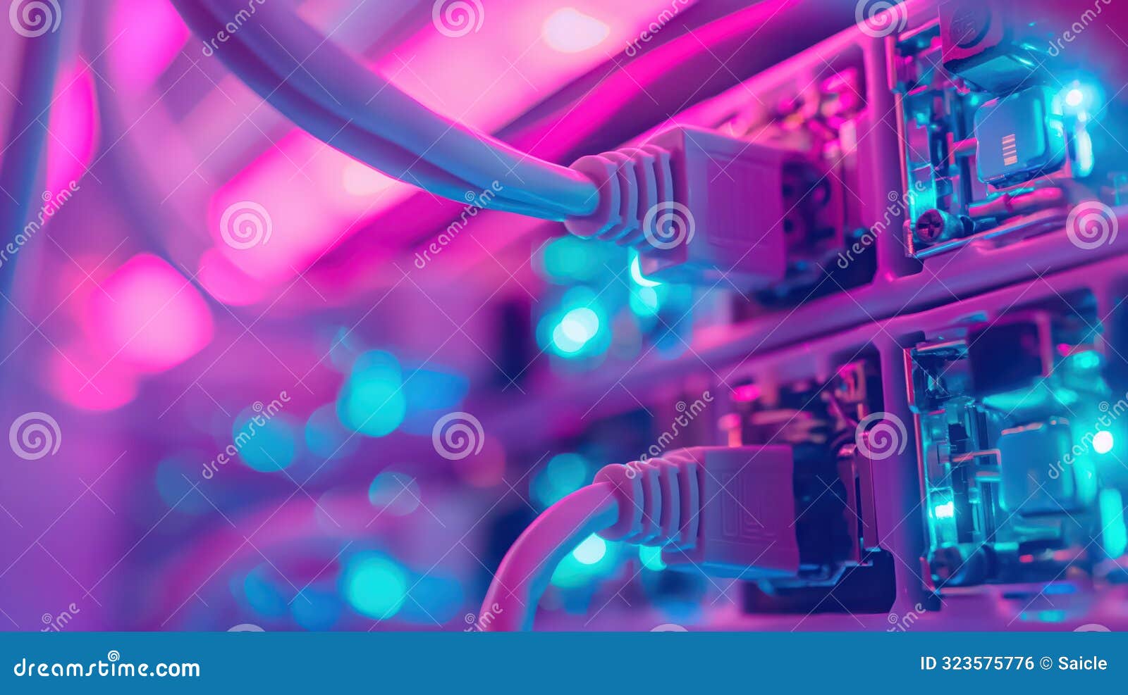 Wires Connectors and Patch Panels in a Network Data Center. Generative ...