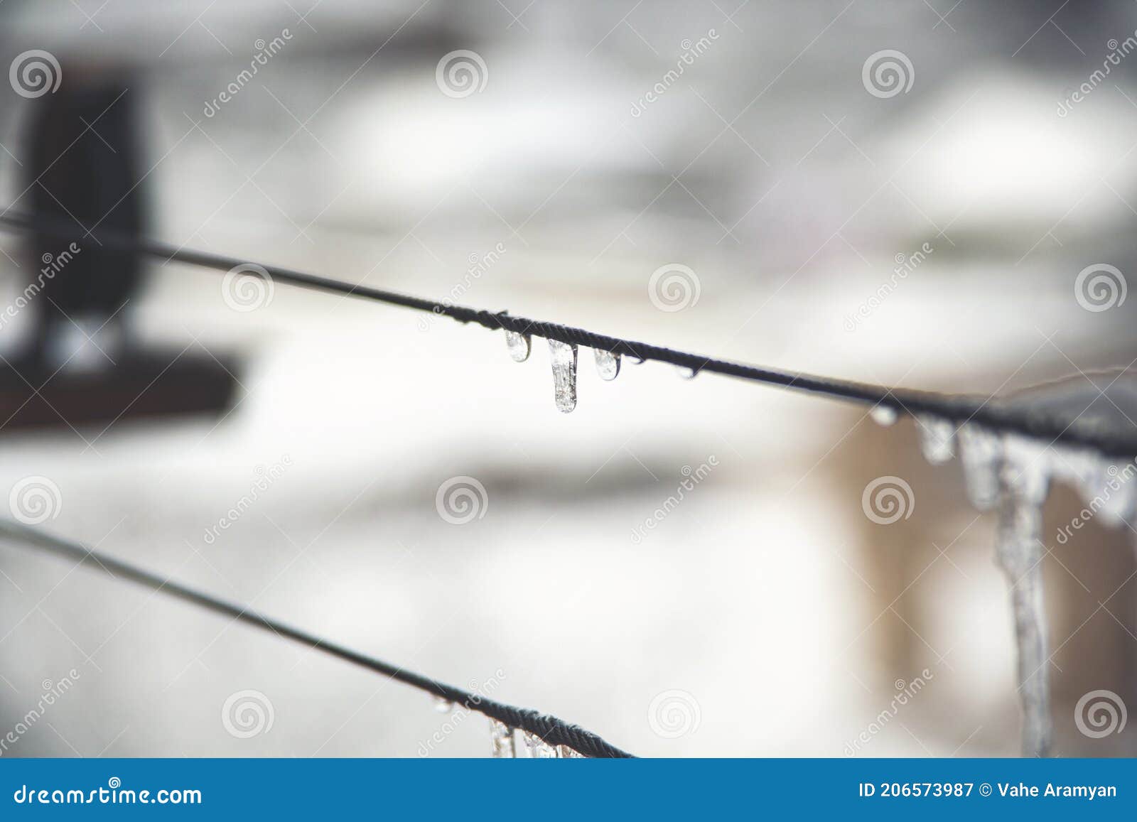 The Wires are Covered with Ice. Ice Wires. Black Line on a White ...
