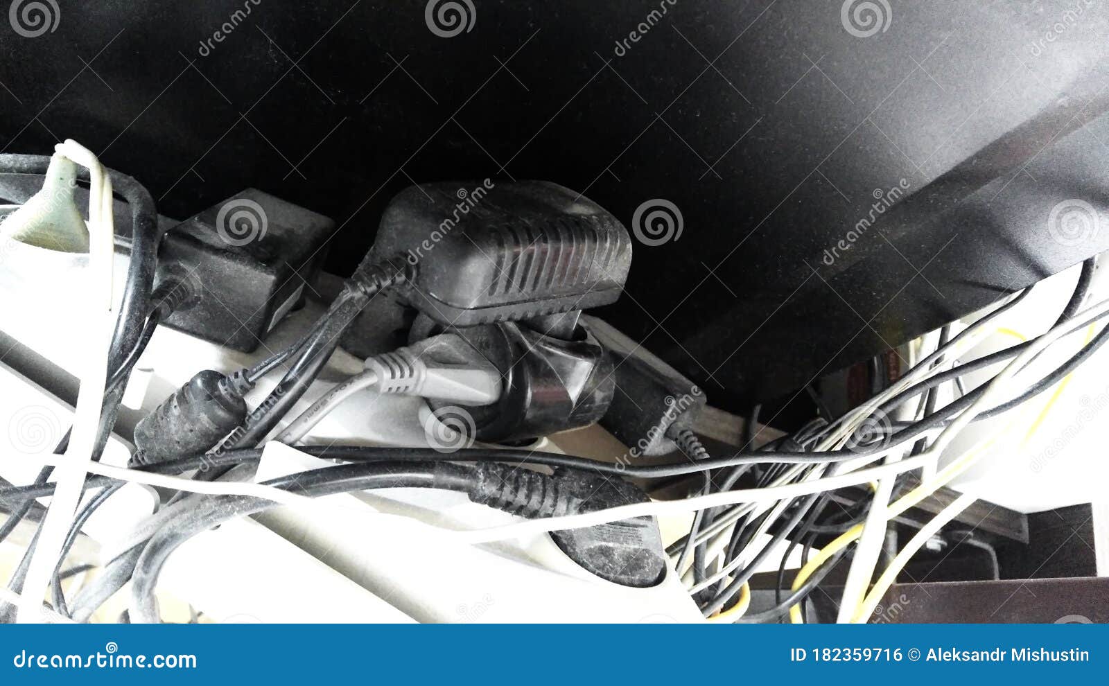 Wires Electric Mess stock photo. Image of office, neglect - 182359716