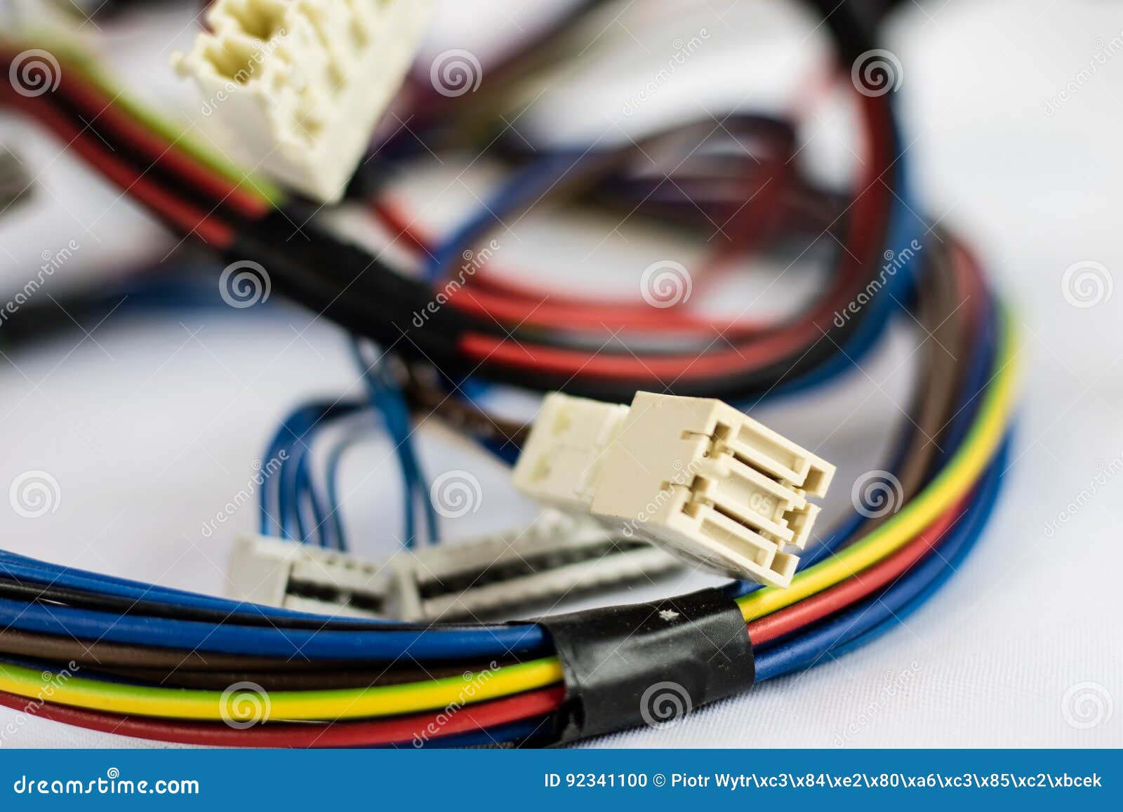 Wires and Electrical Connectors Old Parts on White Background Stock ...