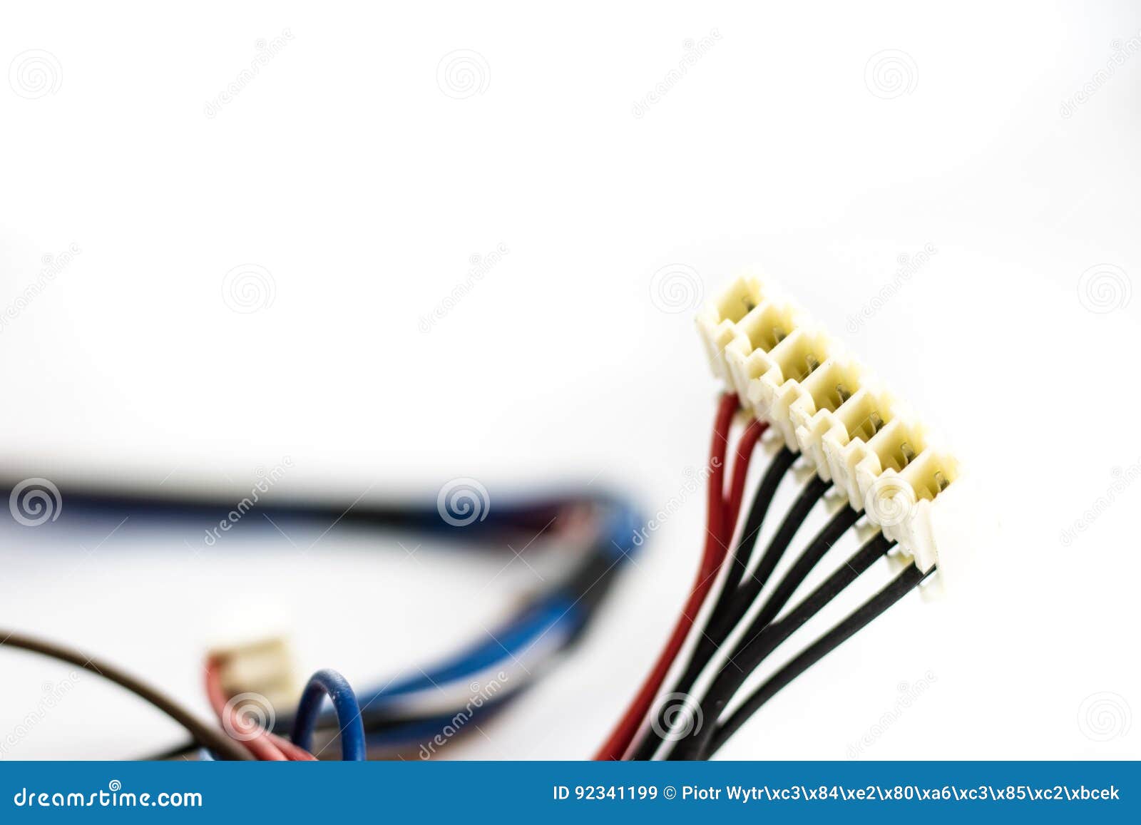 Wires and Electrical Connectors Old Parts on White Background Stock ...
