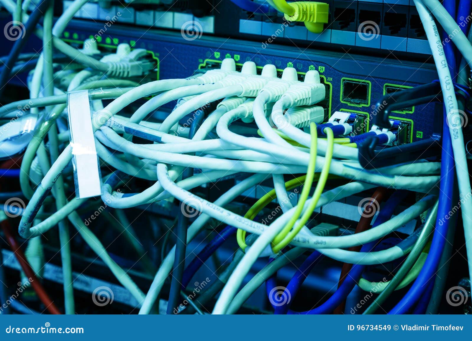 Wires of Internet Router Connectors, Network Server in Modern Data ...