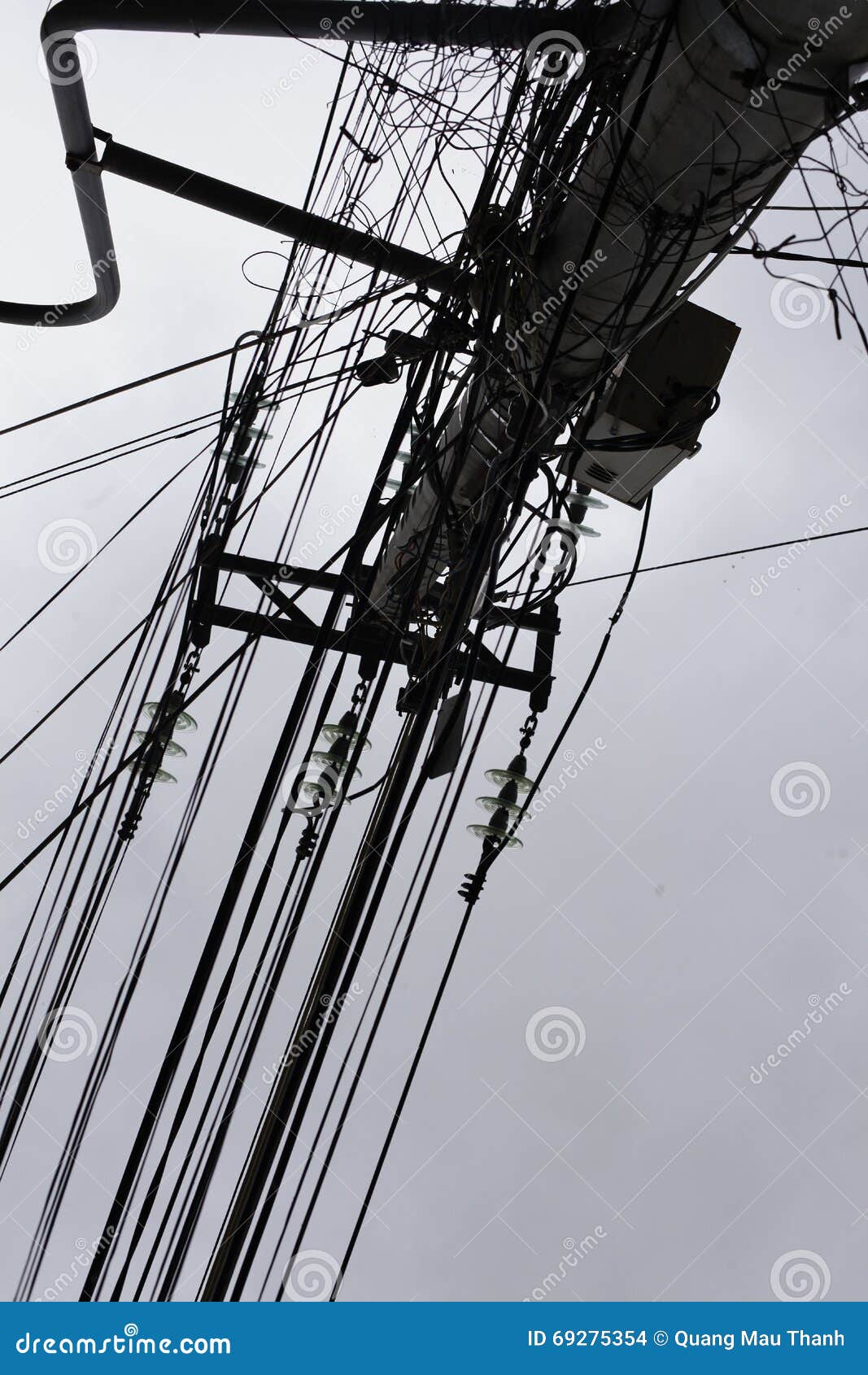 Wires on a pillar stock photo. Image of technology, line - 69275354